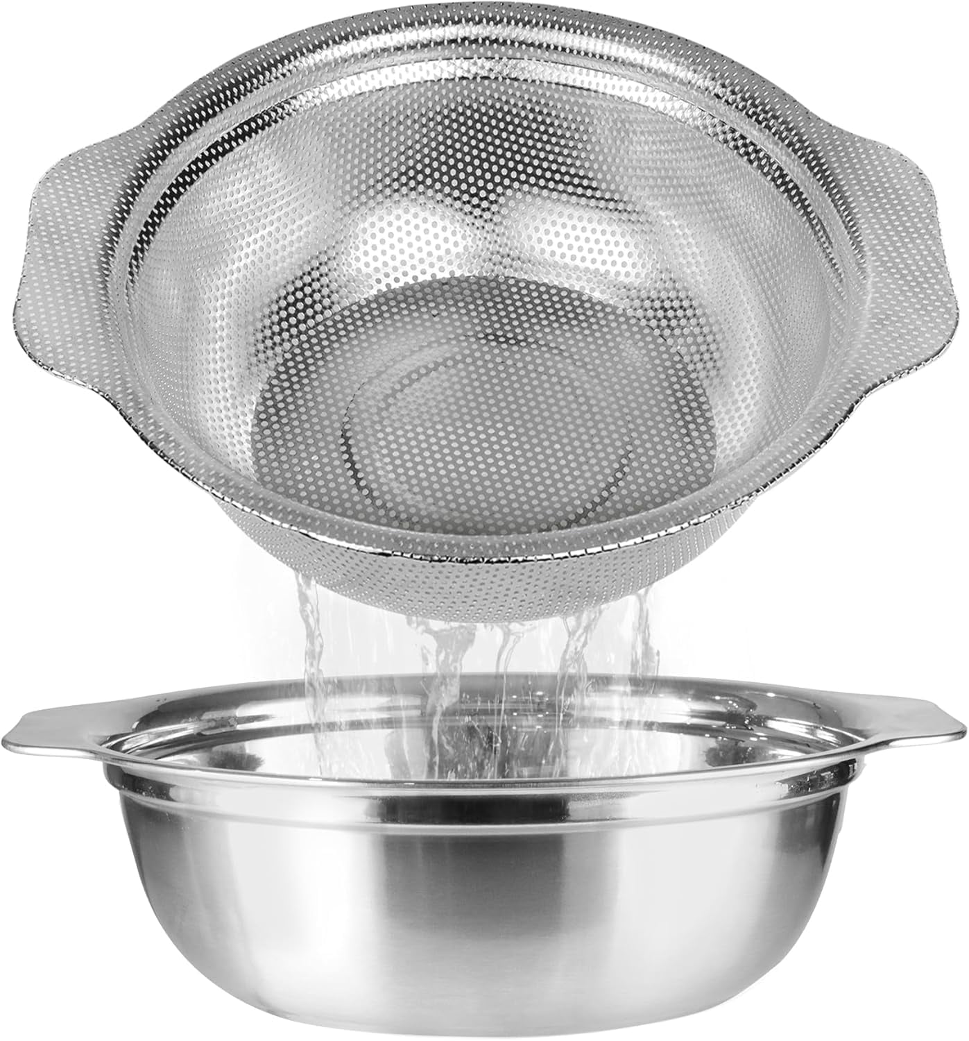 Stainless Steel Colander for Kitchen, 2.5QT Rice Washer Strainer with ...