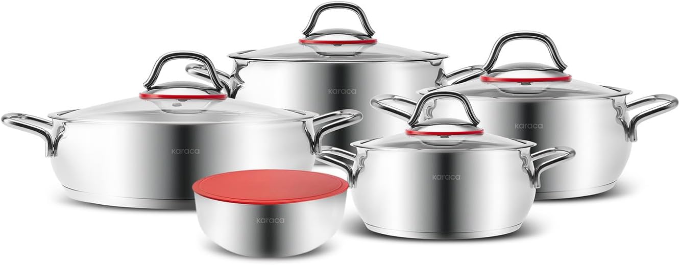 **stainless steel cookware emirgan xl set of 10 piece, pot, deep pot ...