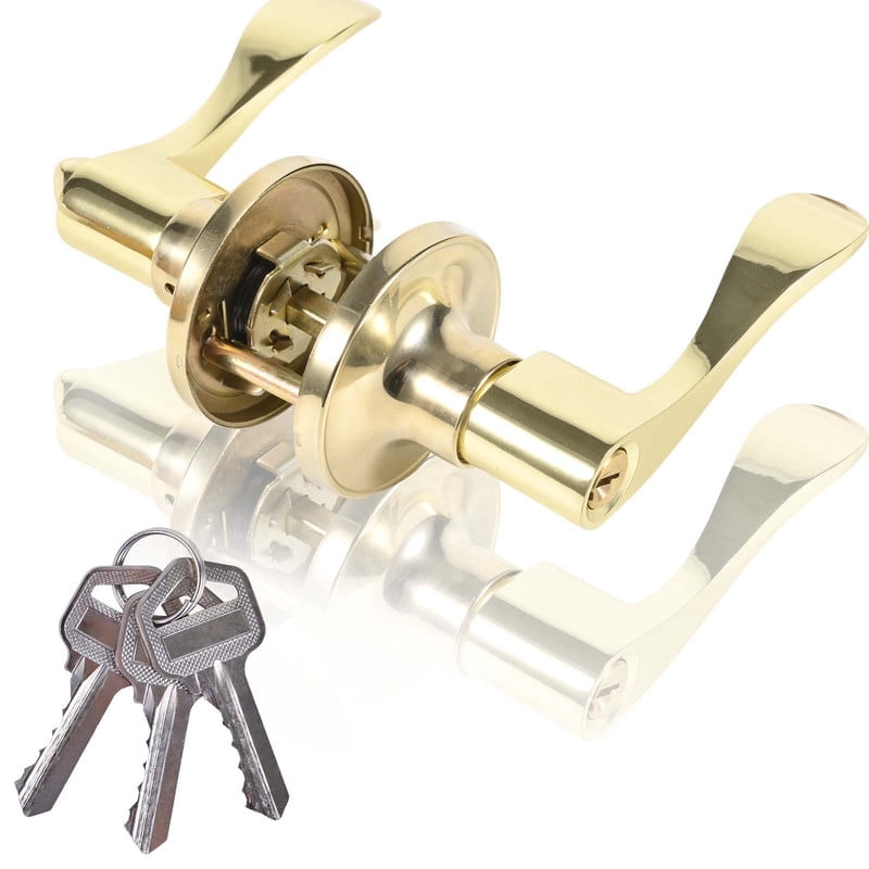 The stainless steel design of the indoor door handle lock with key is ...
