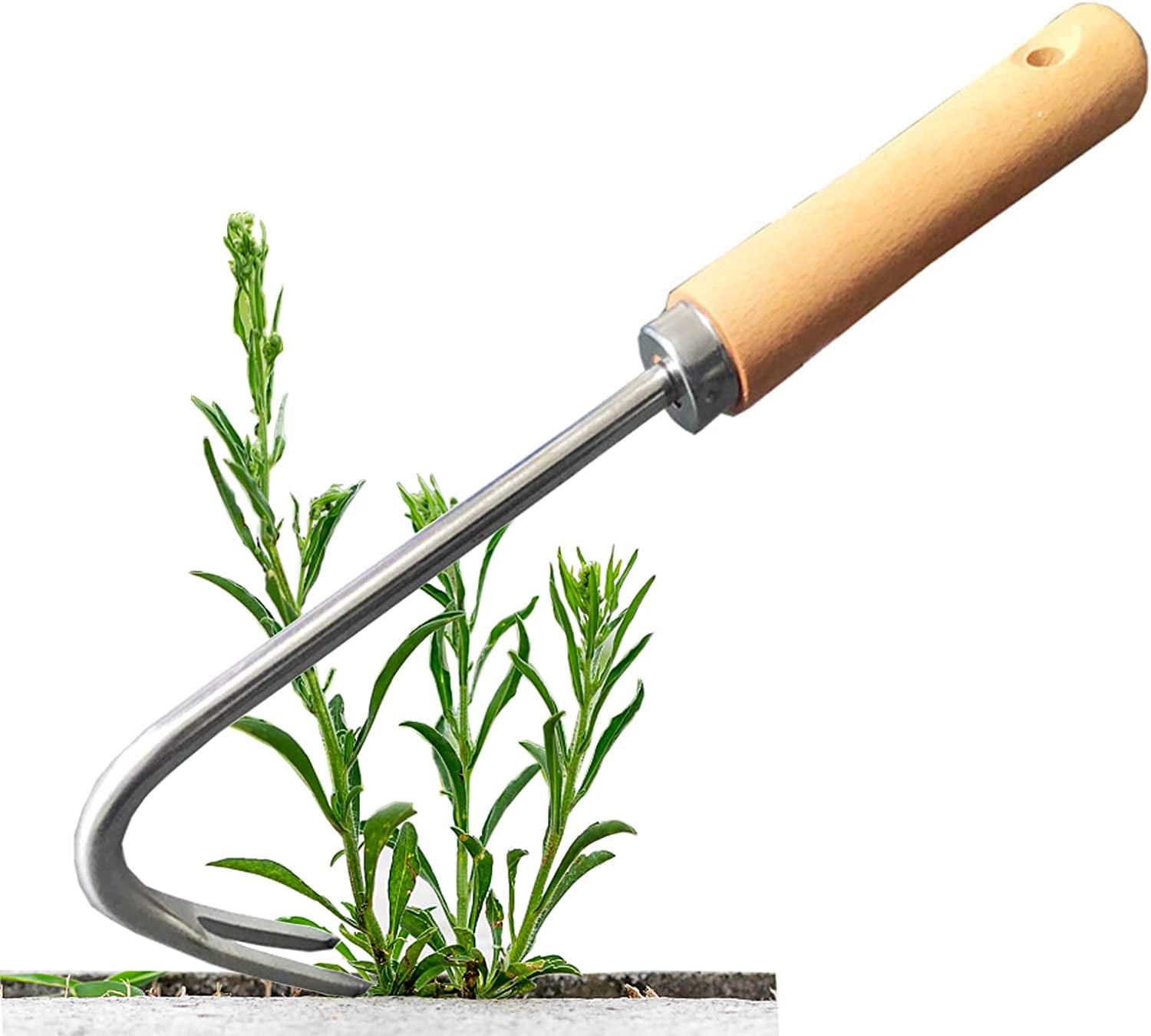 stainless steel garden hand weeder root weeder garden tool with wooden ...