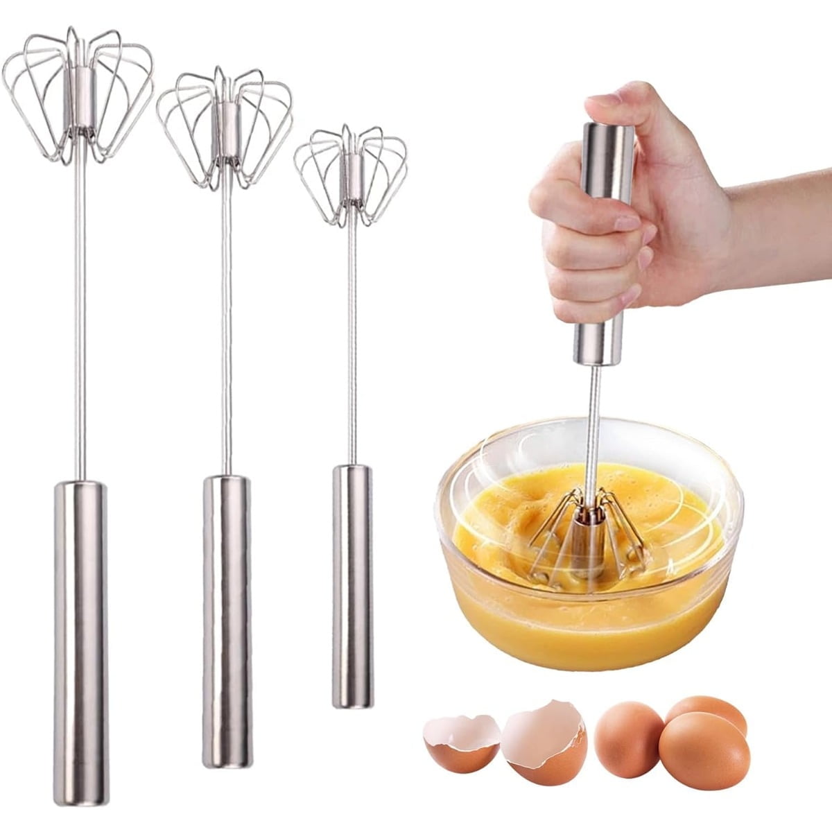 stainless steel semi-automatic egg beater, hand push rotary egg beater ...