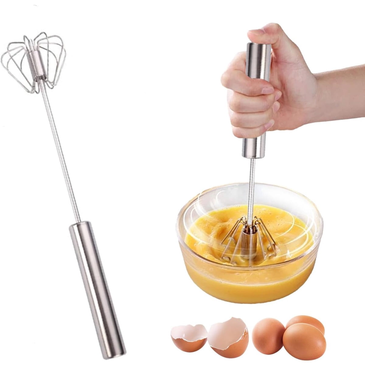 stainless steel semi-automatic egg beater, hand push rotary egg beater ...