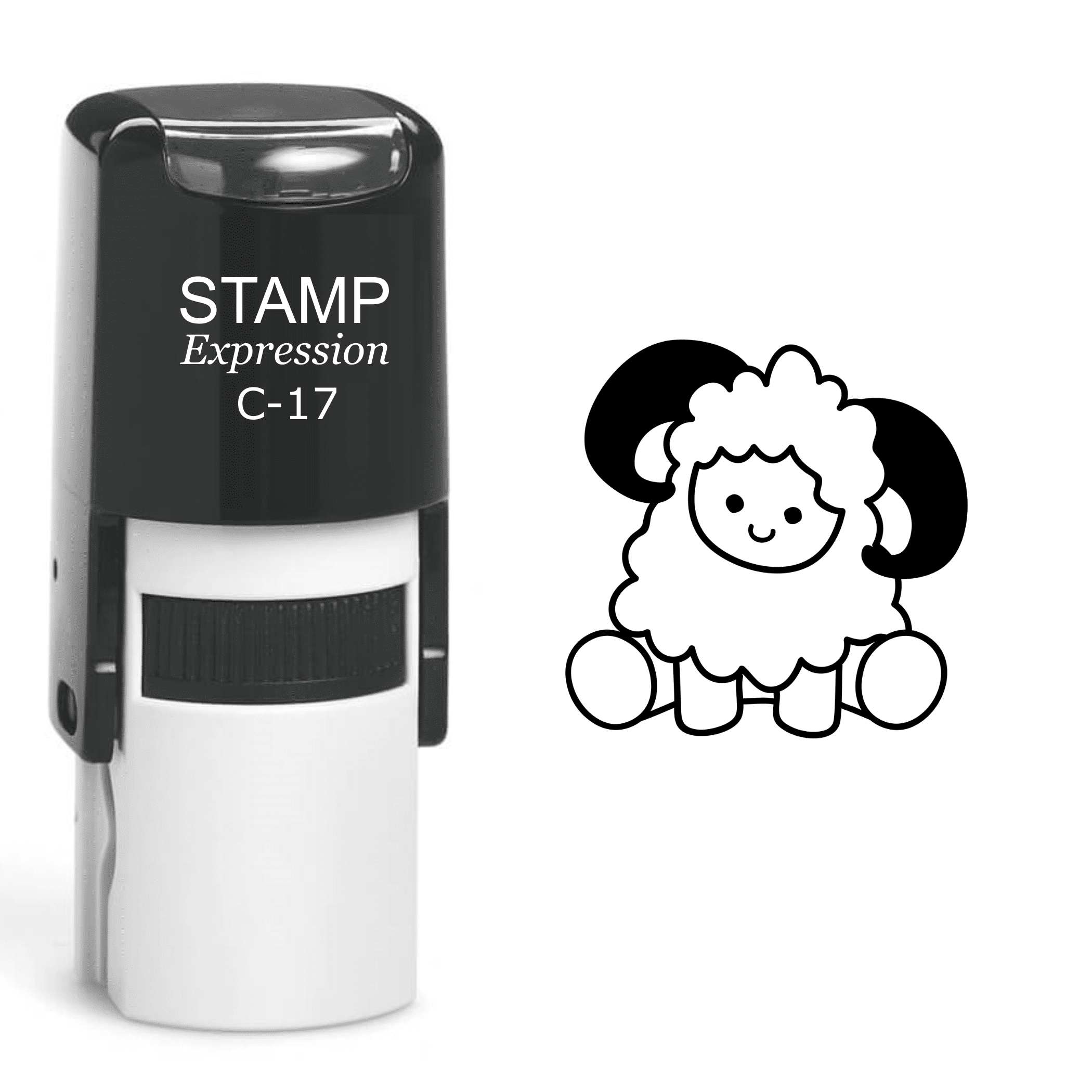 stampexpression - Baby Ram Sheep Self Inking Rubber Stamp - Black Ink ...