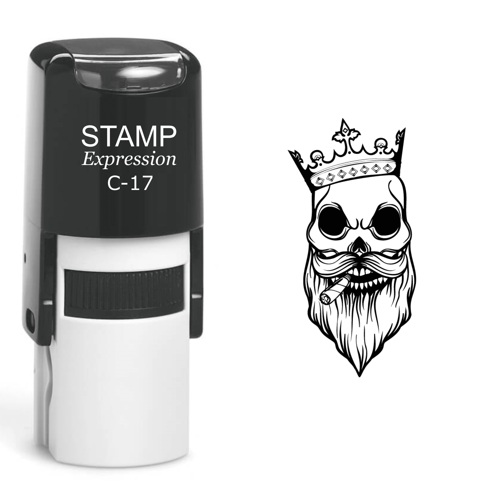 stampexpression - Bearded King Skull Self Inking Rubber Stamp - Black ...