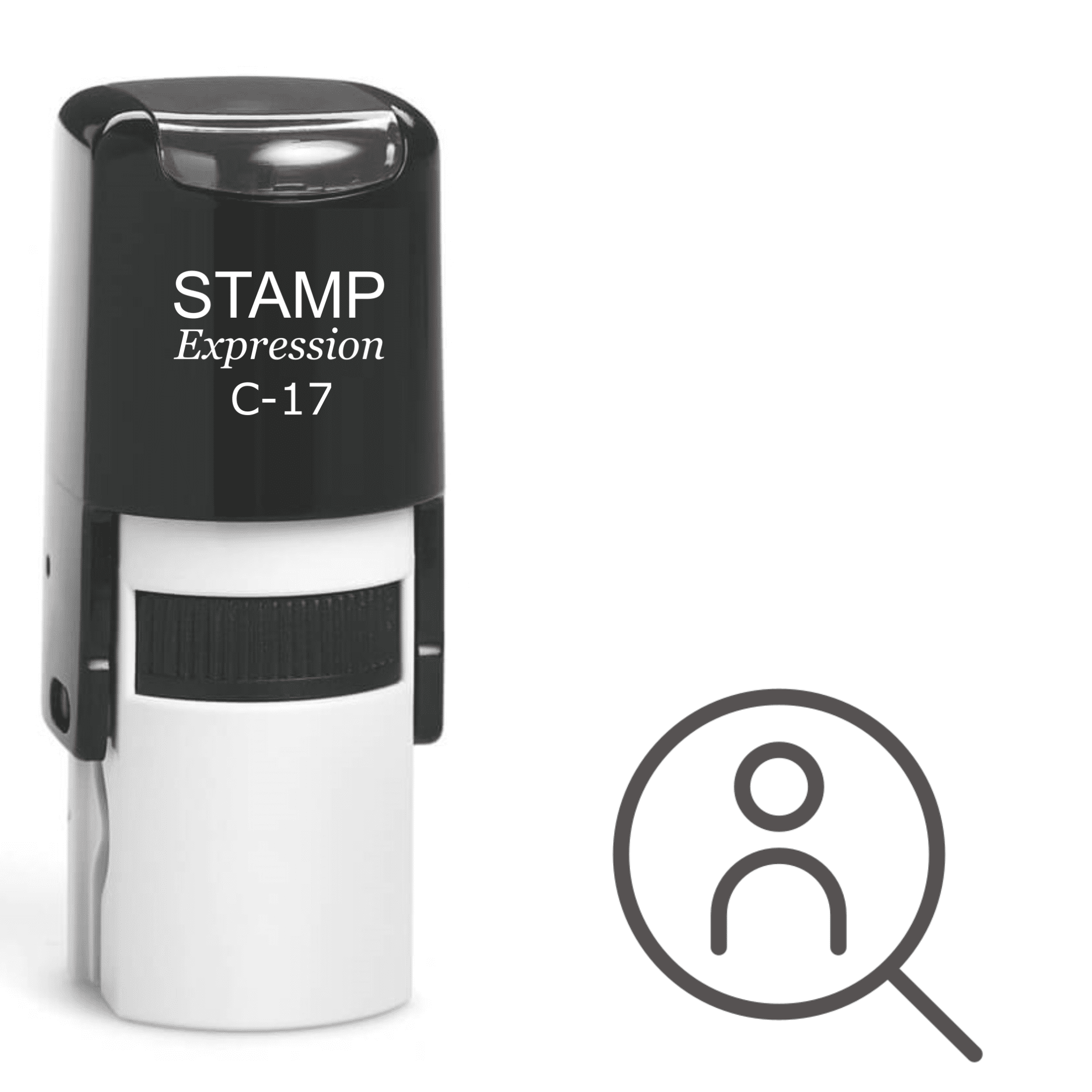 stampexpression - Magnifying Glass Self Inking Rubber Stamp - Black Ink ...