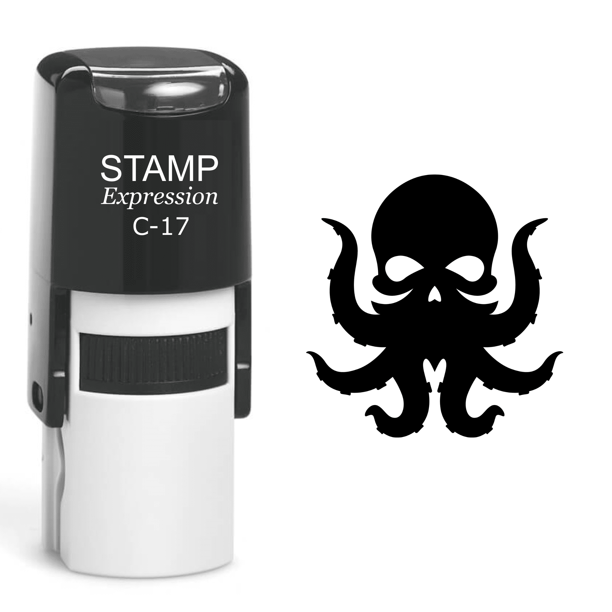 stampexpression - Octopus Skull Self Inking Rubber Stamp - Black Ink (A ...