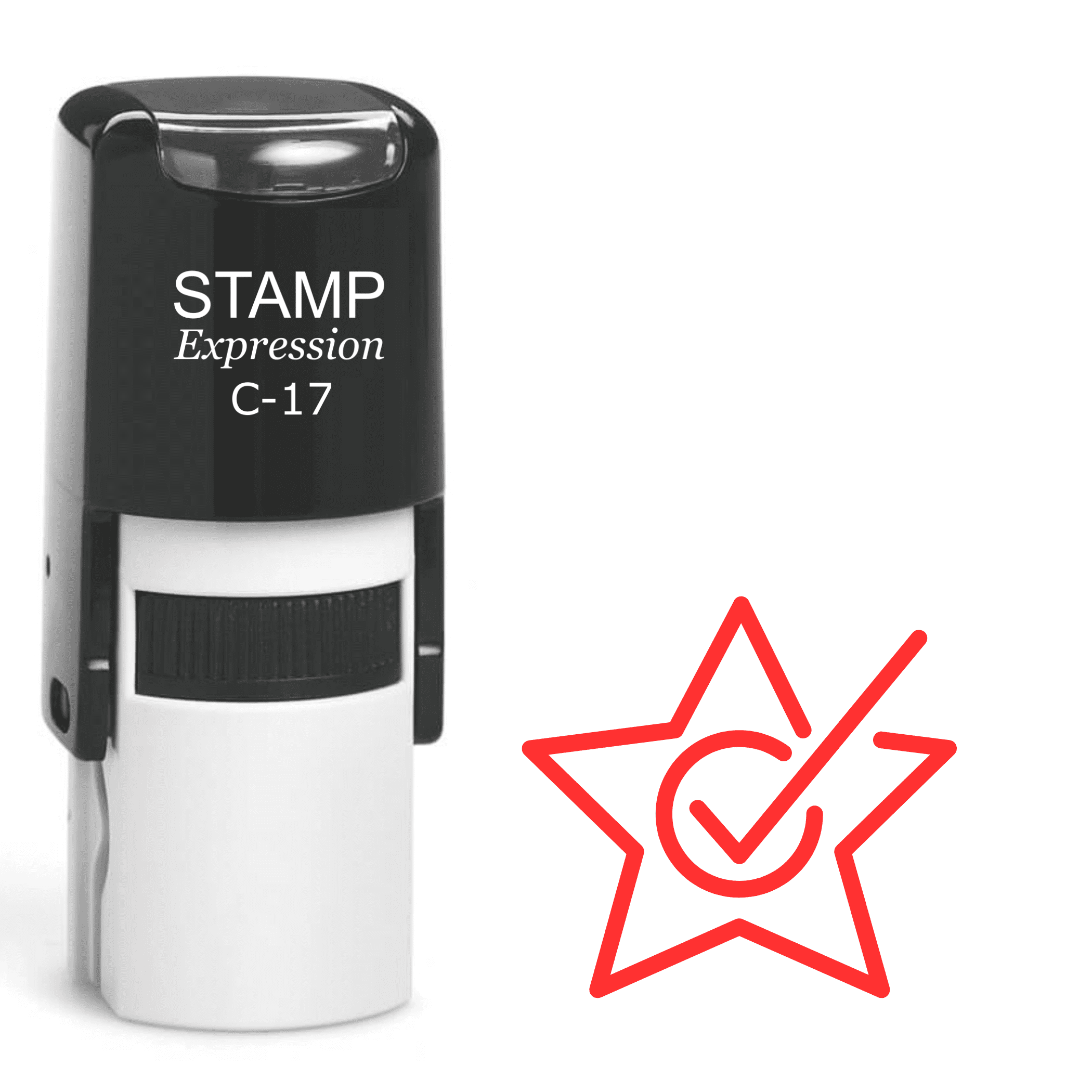 stampexpression - Red Star With Check Mark Self Inking Rubber Stamp ...