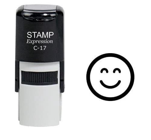 stampexpression - Smiley Face Self Inking Rubber Stamp - Black Ink (W ...
