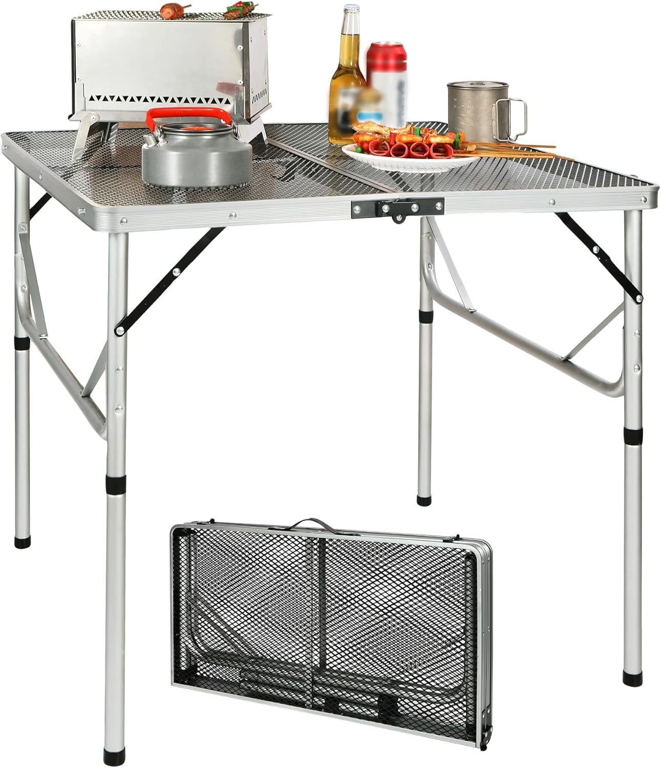 staple Folding Portable Grill Table for Outside, Lightweight Aluminum ...