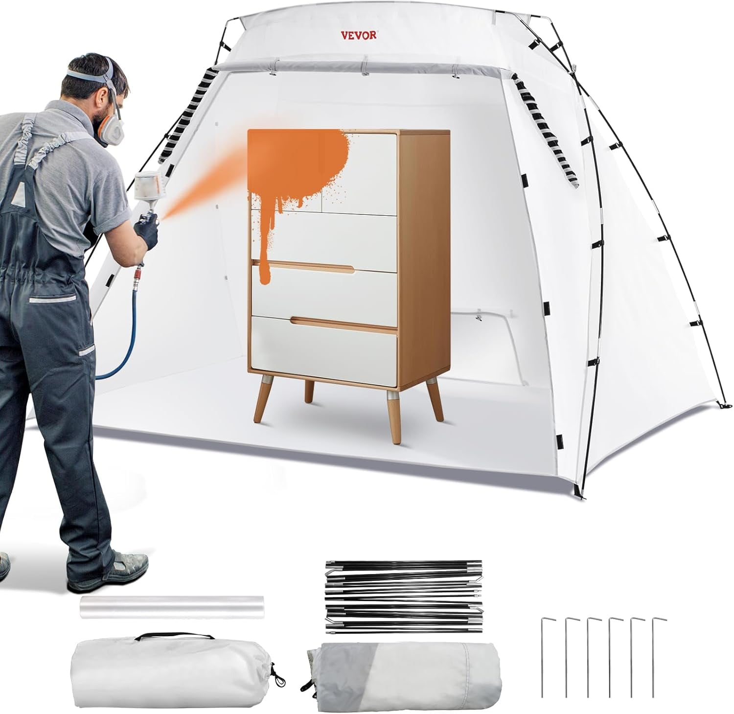 staple Portable Paint Booth, Larger Spray Paint Tent with Built-in ...