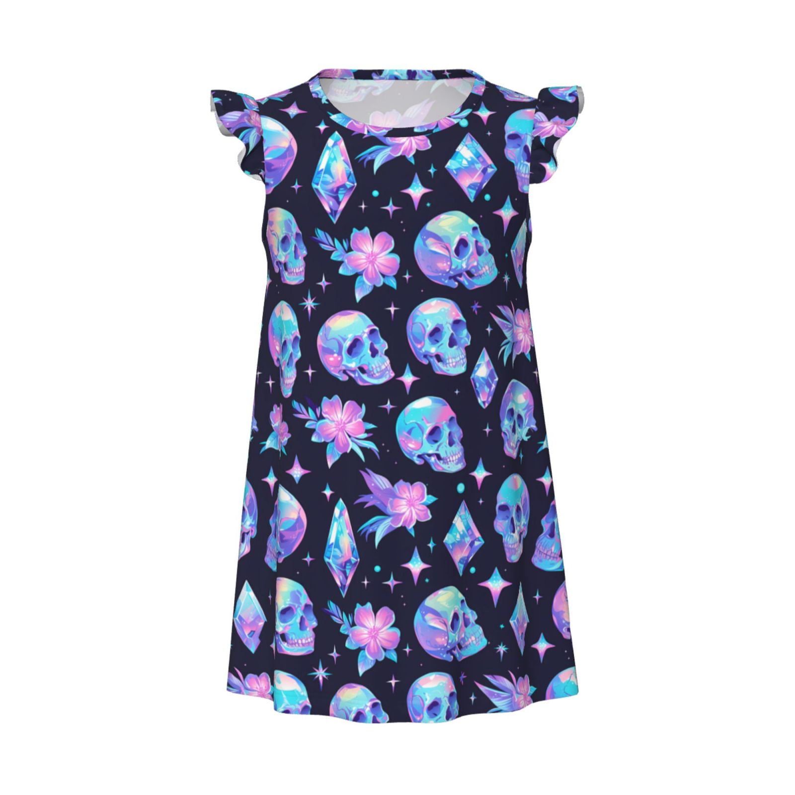 star Skull flower crystal Girls Nightgowns, Short Sleeves Princess ...