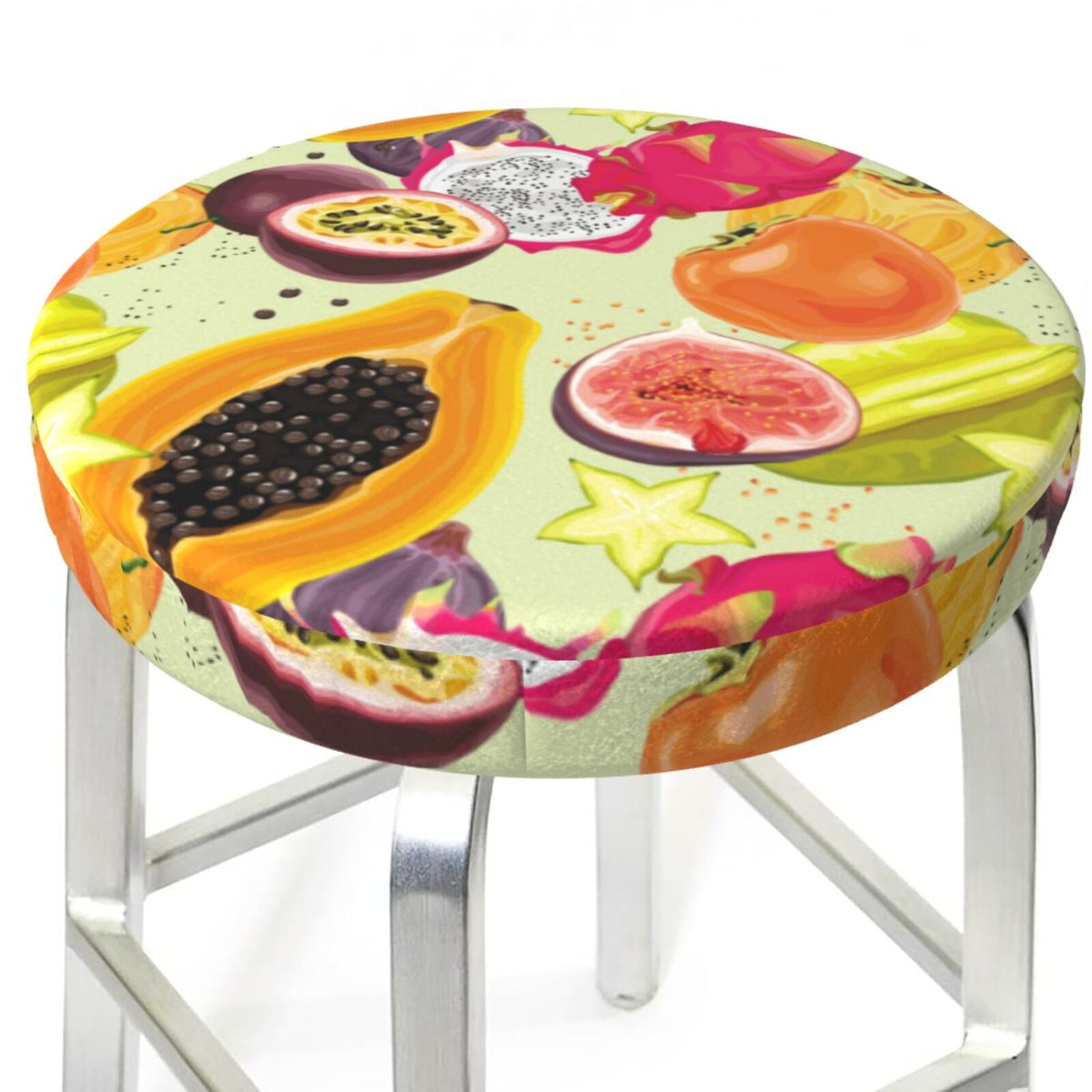 star fruit Papaya Bar Stool Covers - Stretch Round Seat Covers with ...
