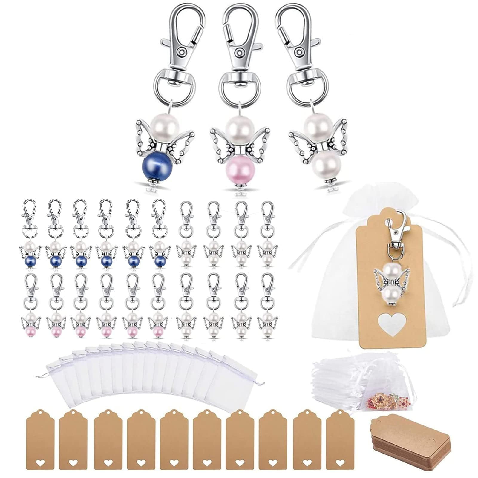 starfa lab Angel Keychain 20 PCS Angel Wing Pendant Keychain Thank You ...