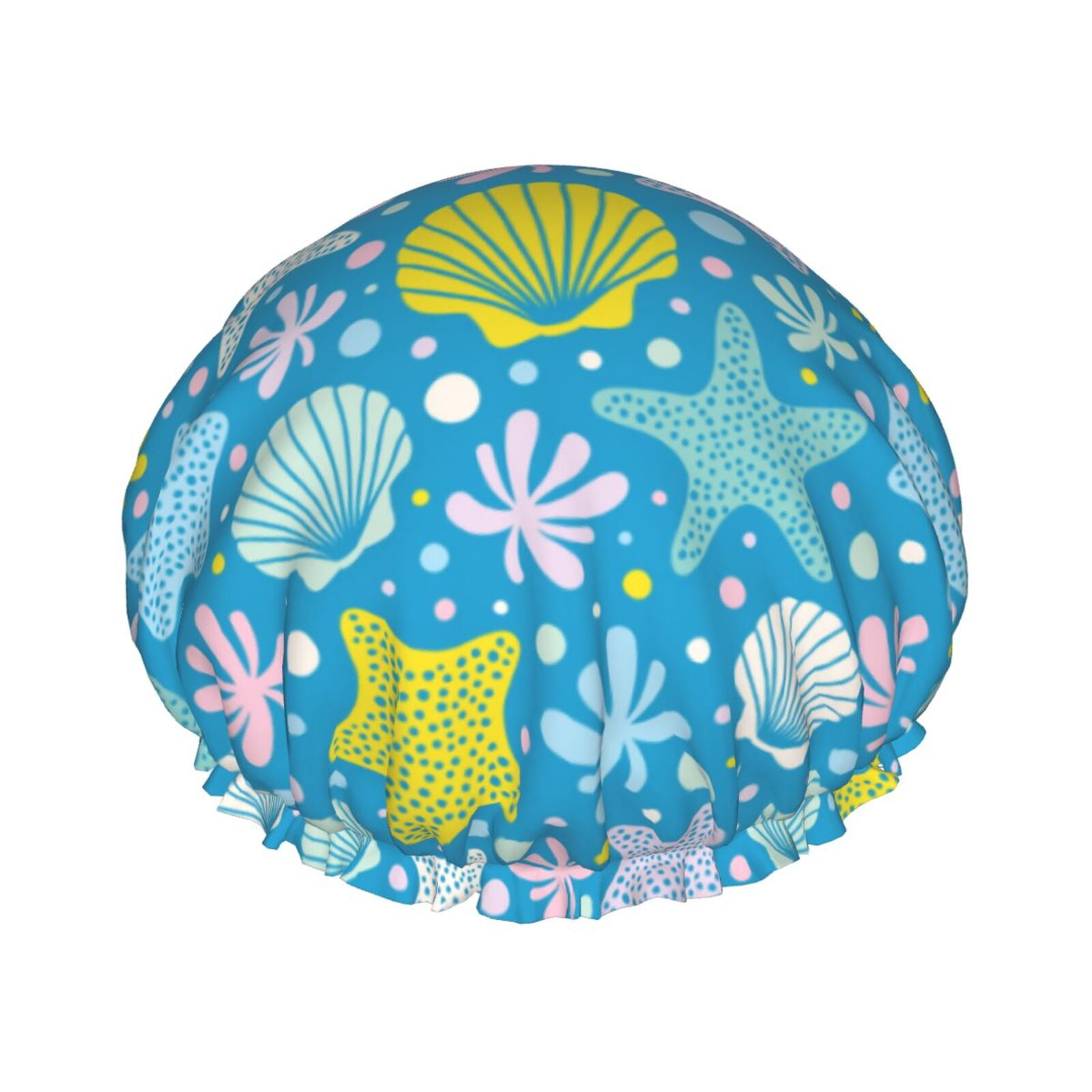 starfish corals pearls Shower Cap, Reusable Bath Hair Hat for all Hair ...