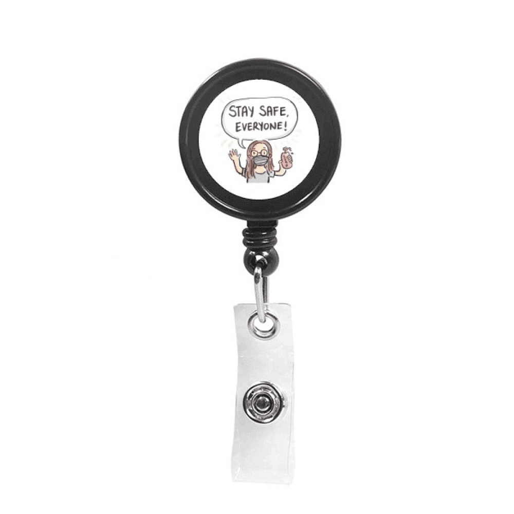 stay safe every facehead respirator Retractable Keychain Badge Holder ...