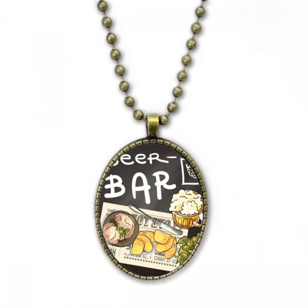 steak bar france toast beer necklace vintage chain bead pendant jewelry ...