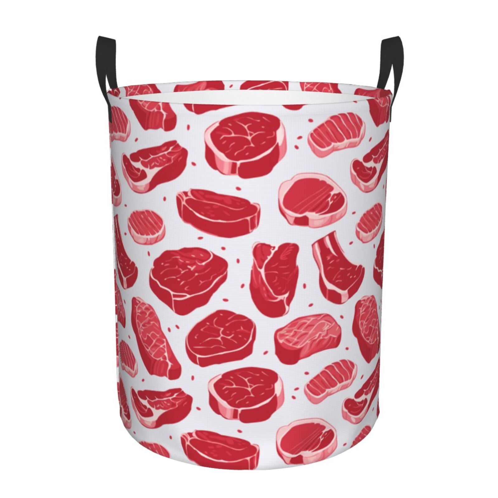 steak pattern Laundry Basket, Laundry Hamper Waterproof Laundry Bag ...