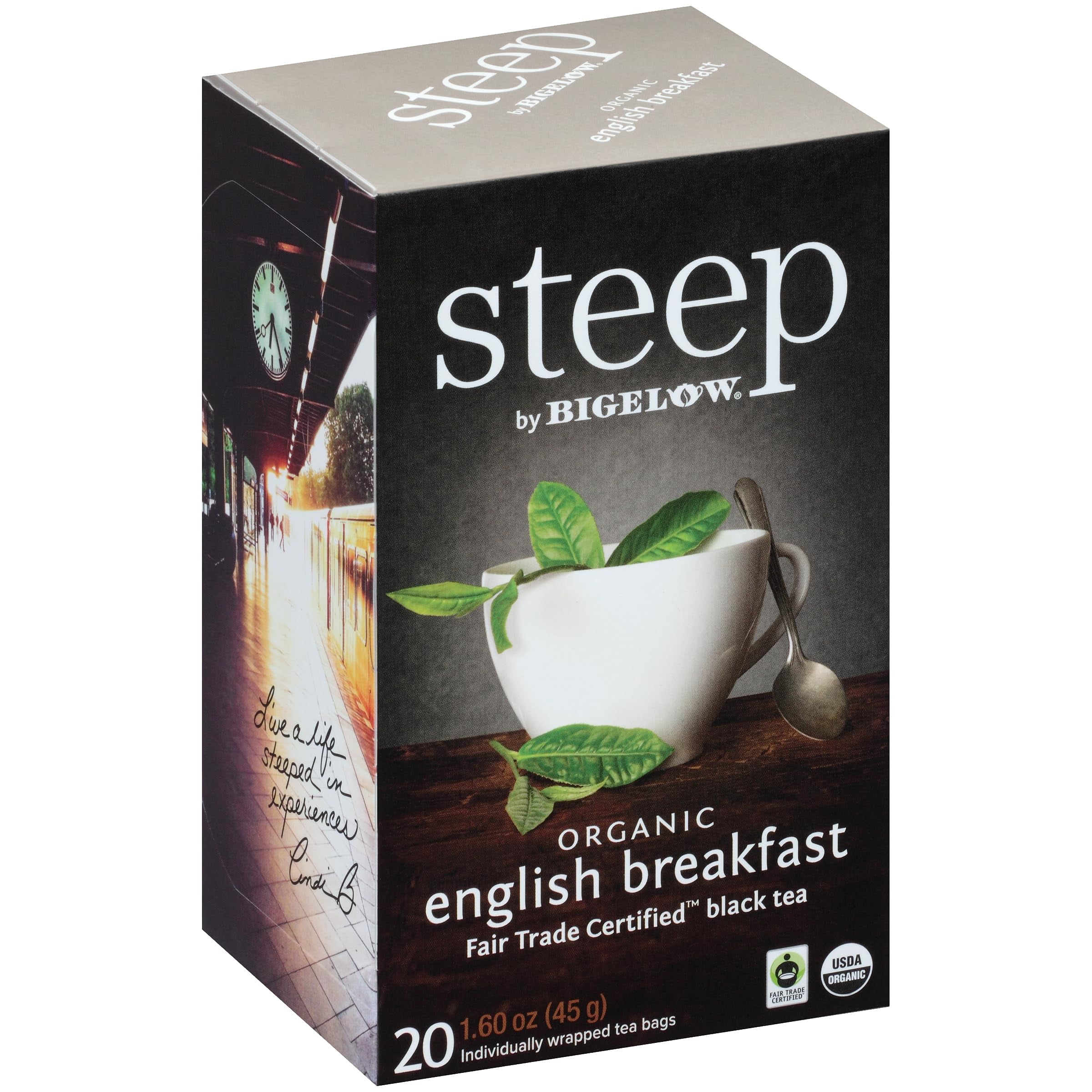 steep by Bigelow Organic English Breakfast Black Tea, Caffeinated, 20 ...