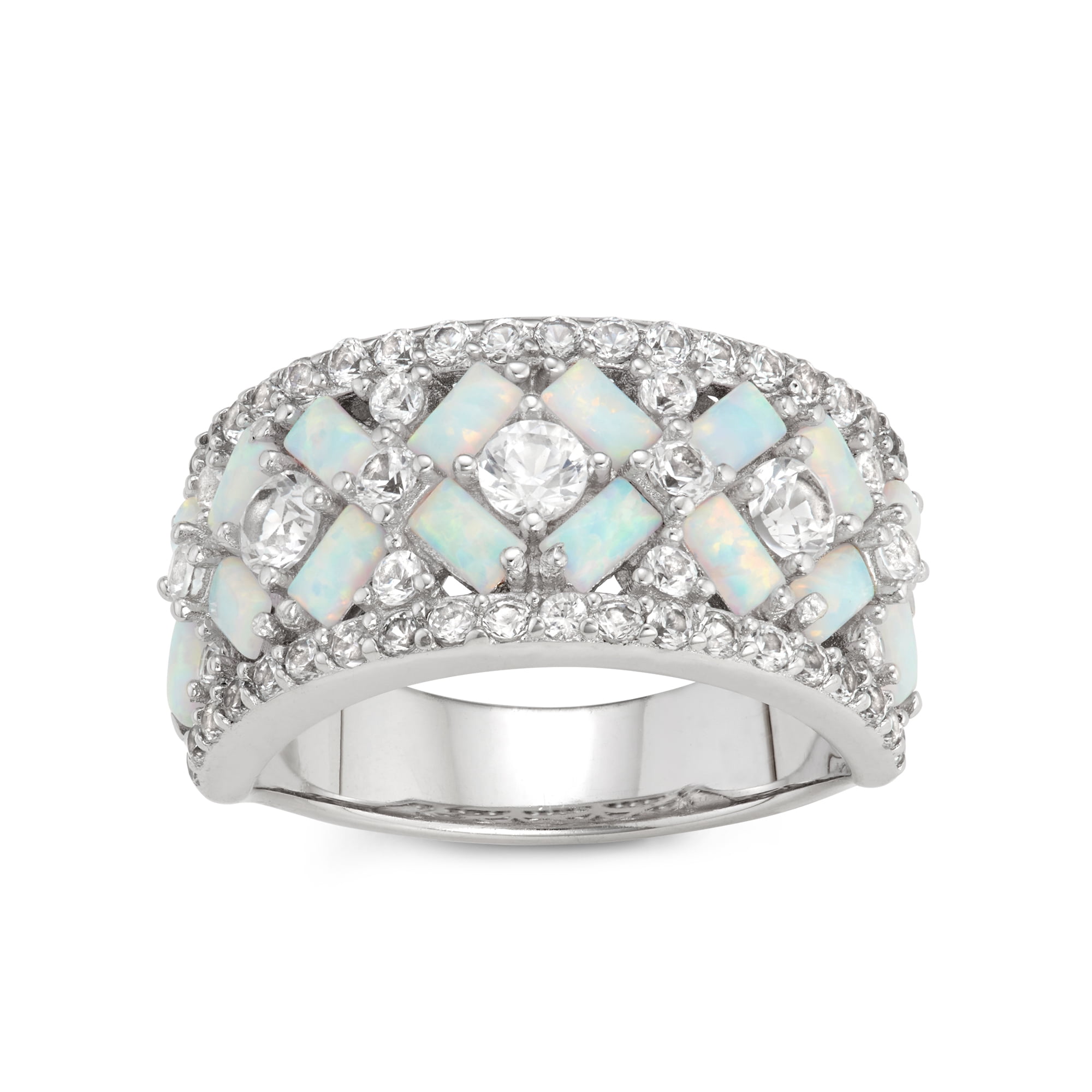 sterling silver created opal crossover ring - Walmart.com