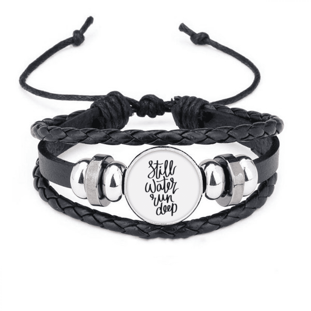 still water run deep quote bracelet braided leather woven wristband ...