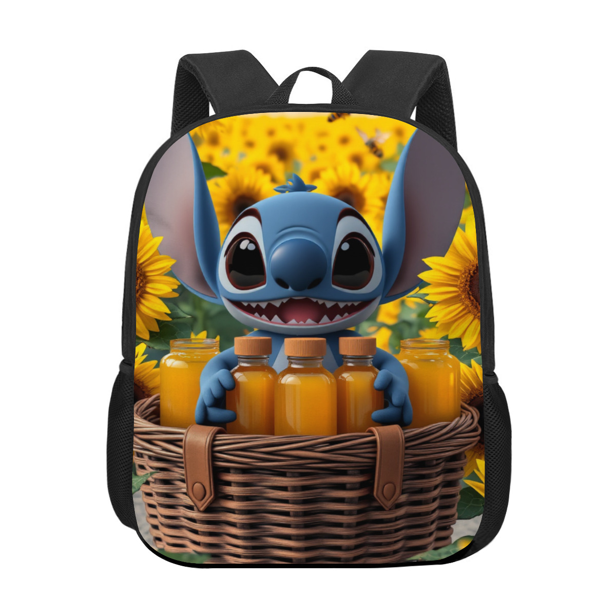 stitch Cartoon Full Print Casual Backpack Laptop Backpack Bicycle ...