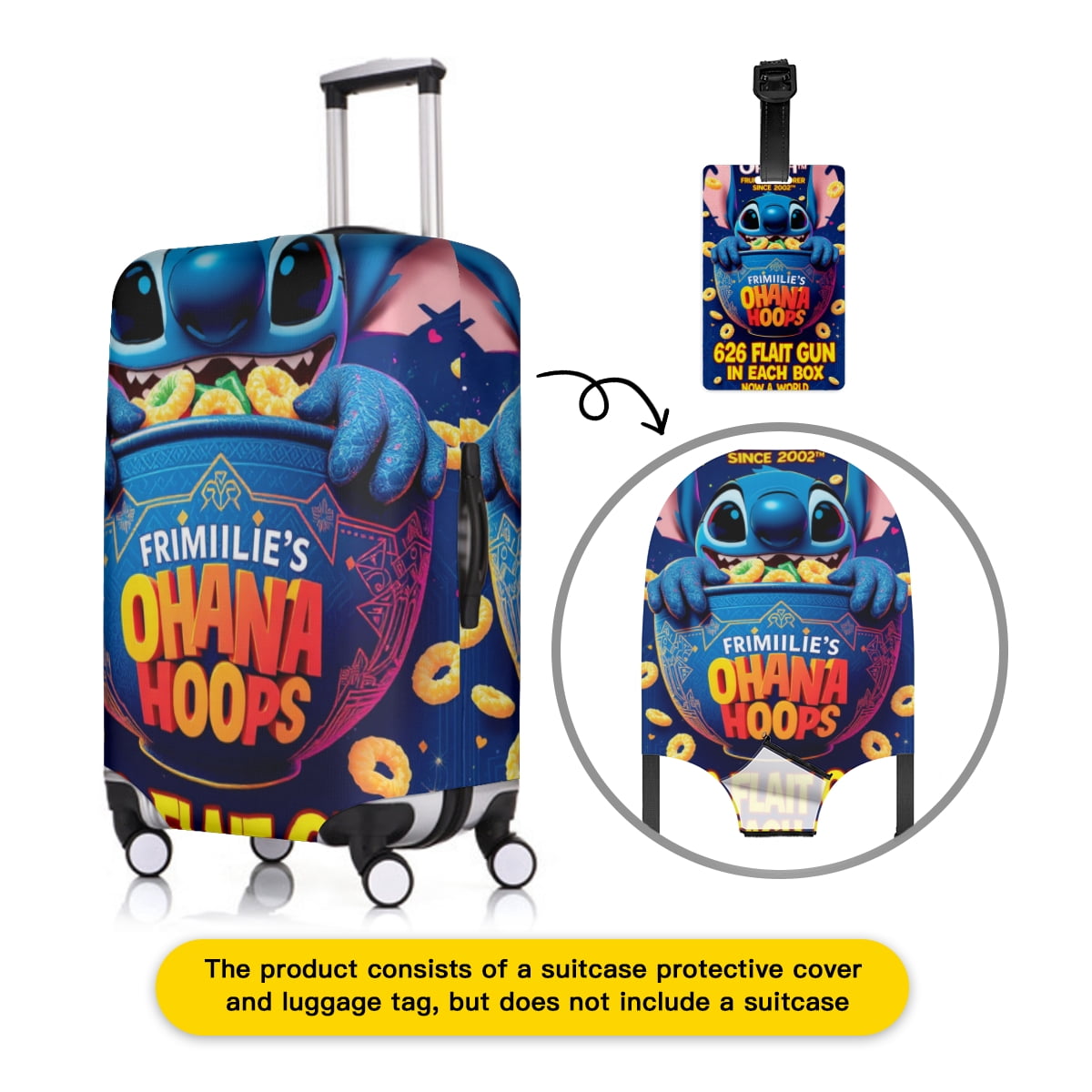 stitch Hard Shell Suitcase Cover with Luggage Tag, 21inch/25inch/28inch ...