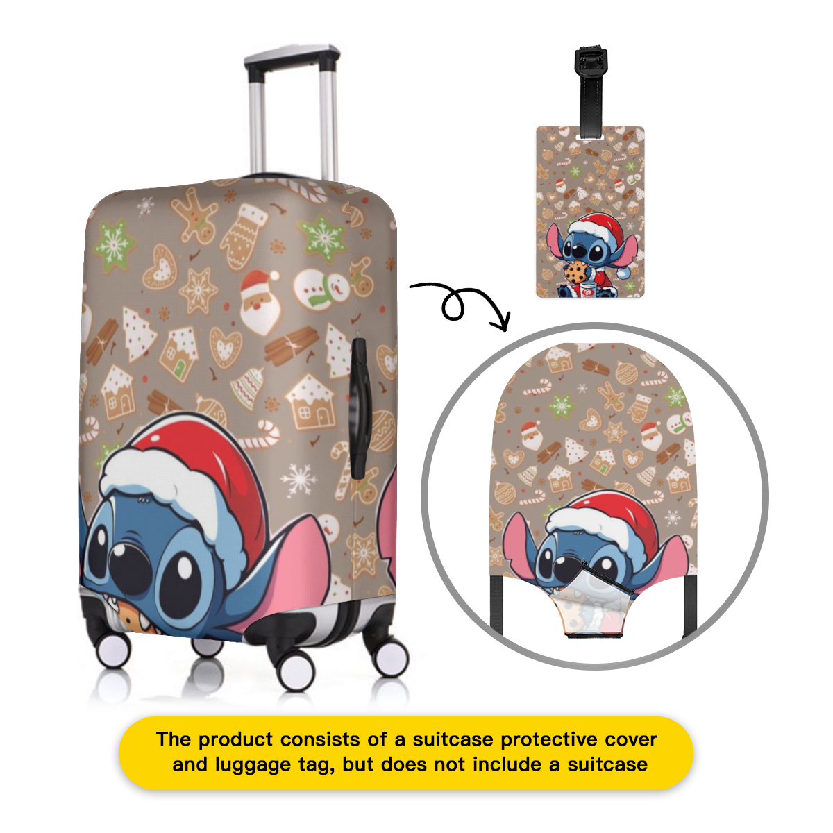 stitch Hard Shell Suitcase Cover with Luggage Tag, 21inch/25inch/28inch ...
