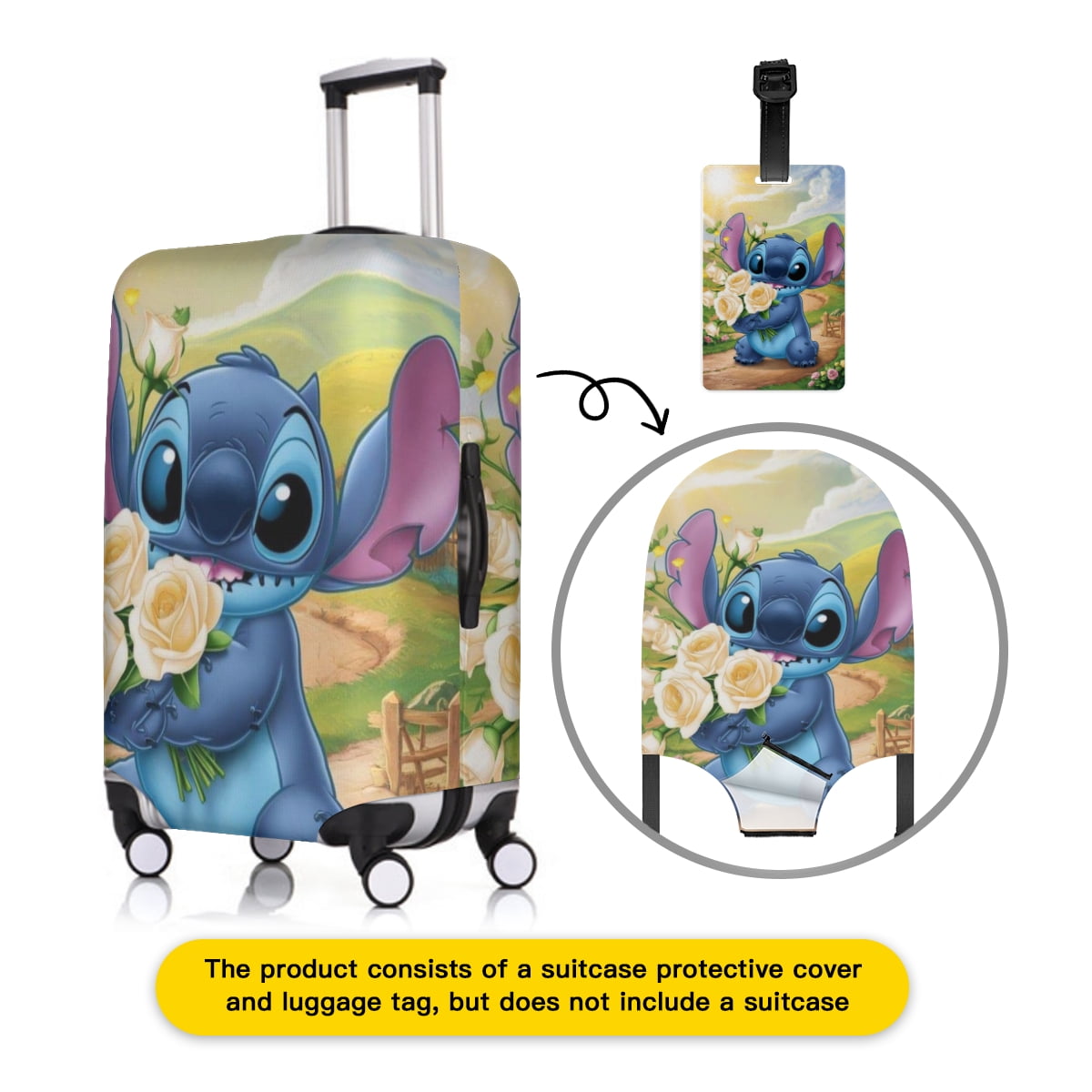 stitch Luggage Cover, Hard Shell Suitcase Cover with Luggage Tag ...