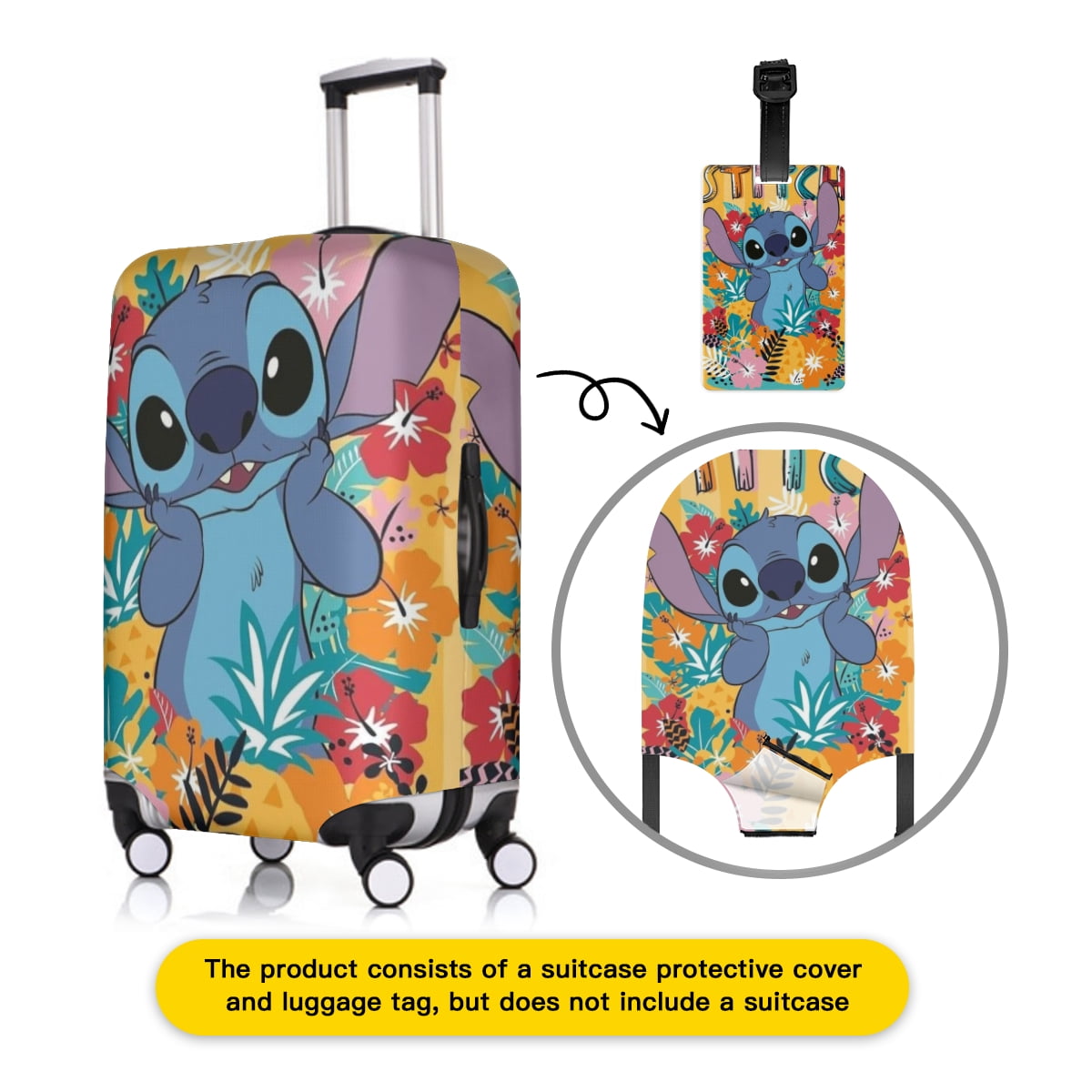 stitch Luggage Cover, Hard Shell Suitcase Cover with Luggage Tag ...