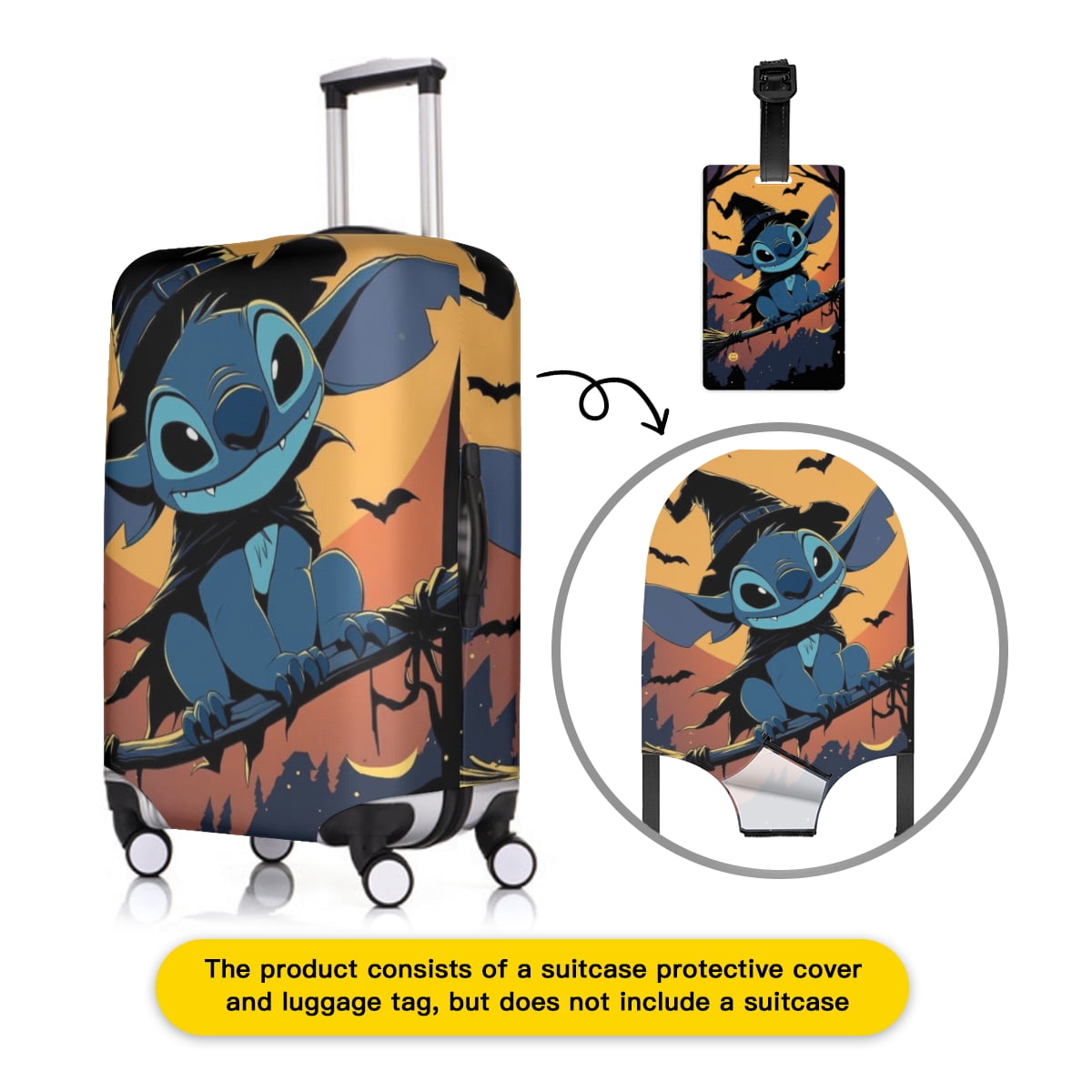 Stitch Luggage Cover, Hard Shell Suitcase Cover with Luggage Tag ...