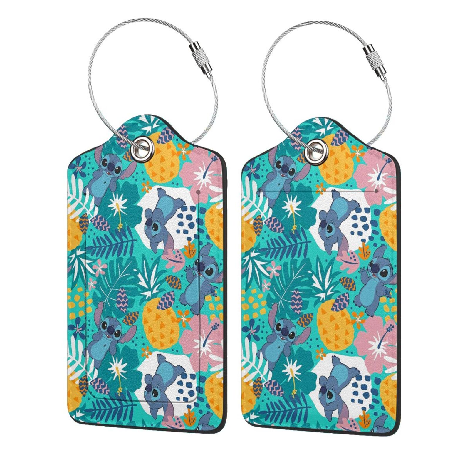 stitch Luggage Tags PU Leather Travel Accessories Stainless Steel Loop ...