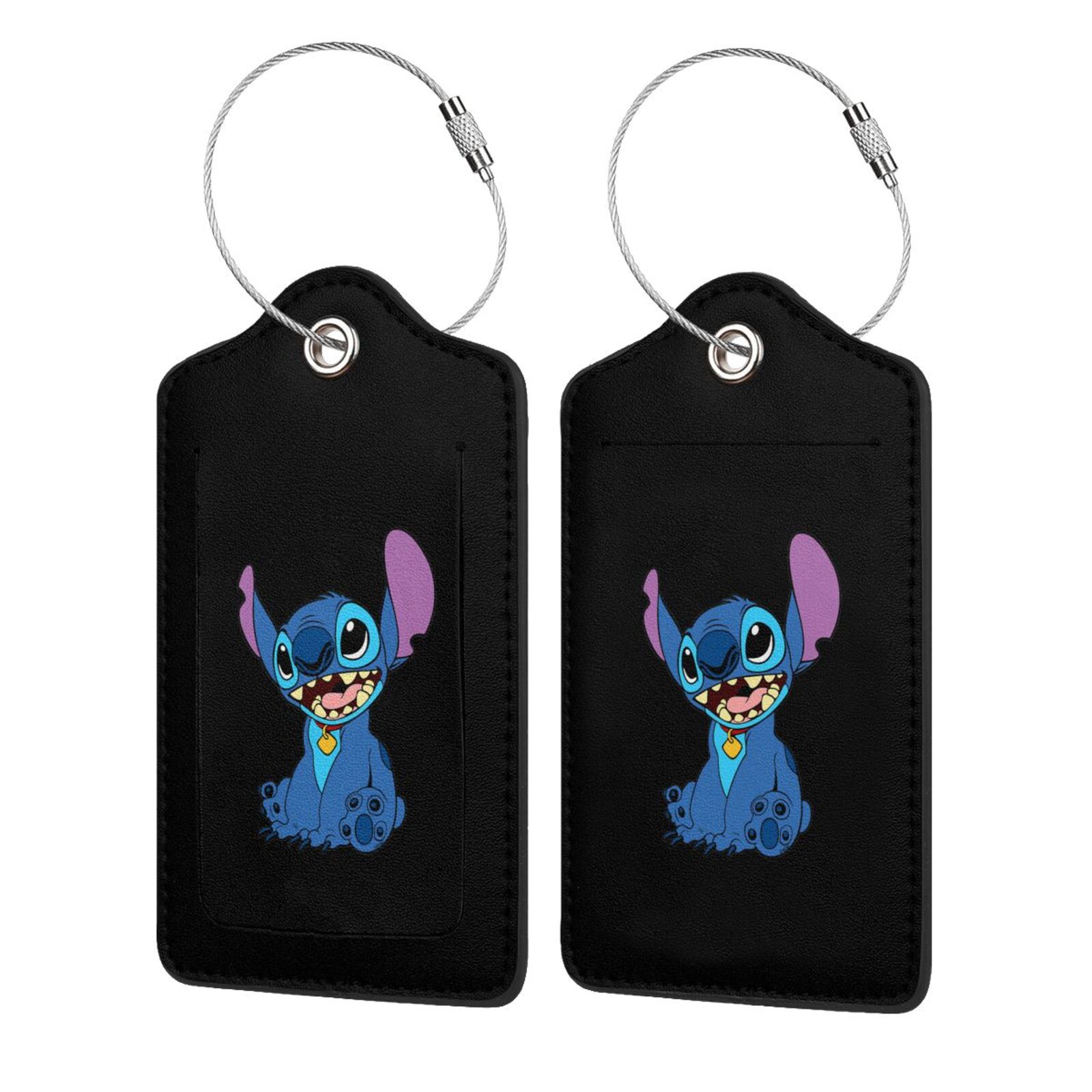 stitch Luggage Tags PU Leather Travel Accessories Stainless Steel Loop ...