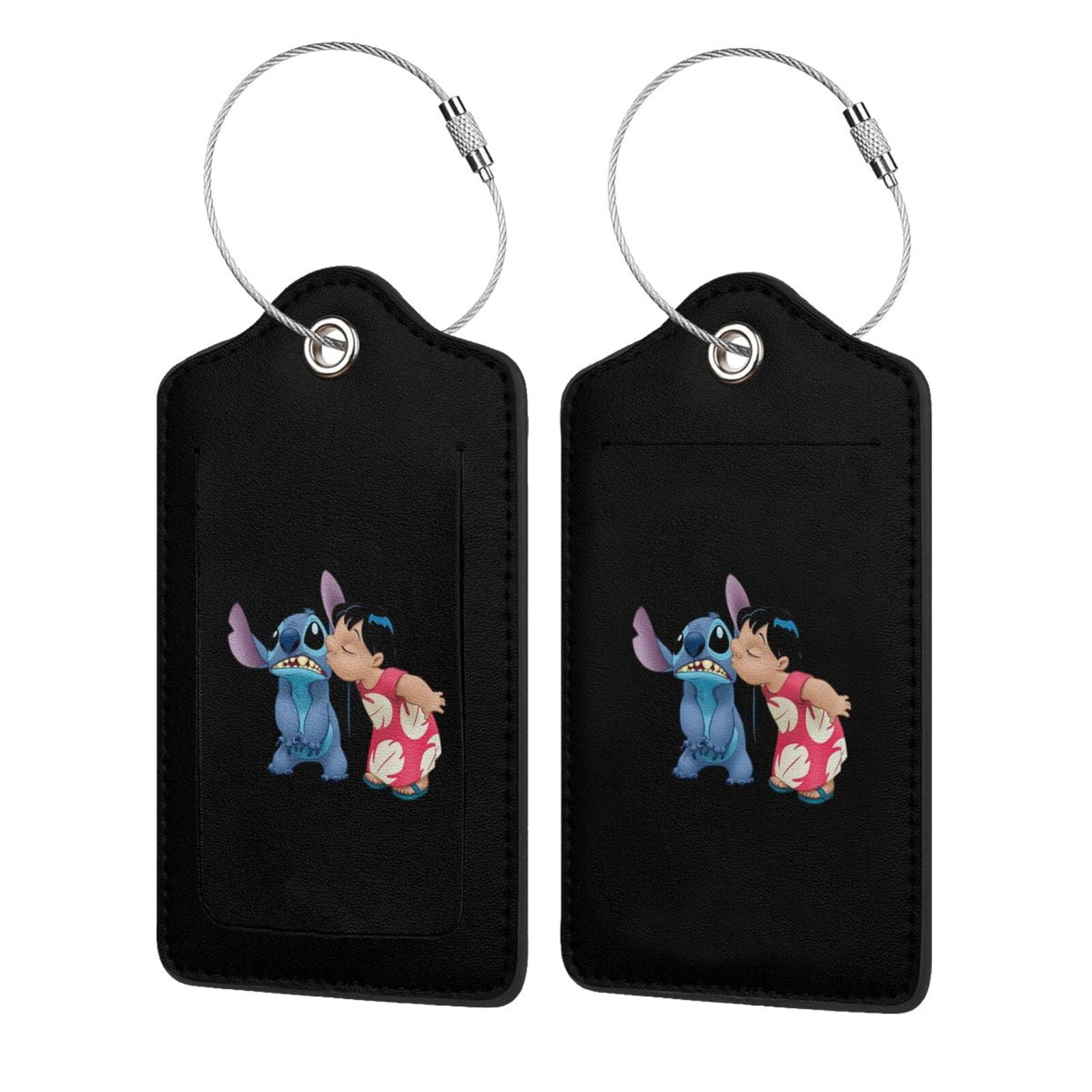 stitch Luggage Tags PU Leather Travel Accessories Stainless Steel Loop ...
