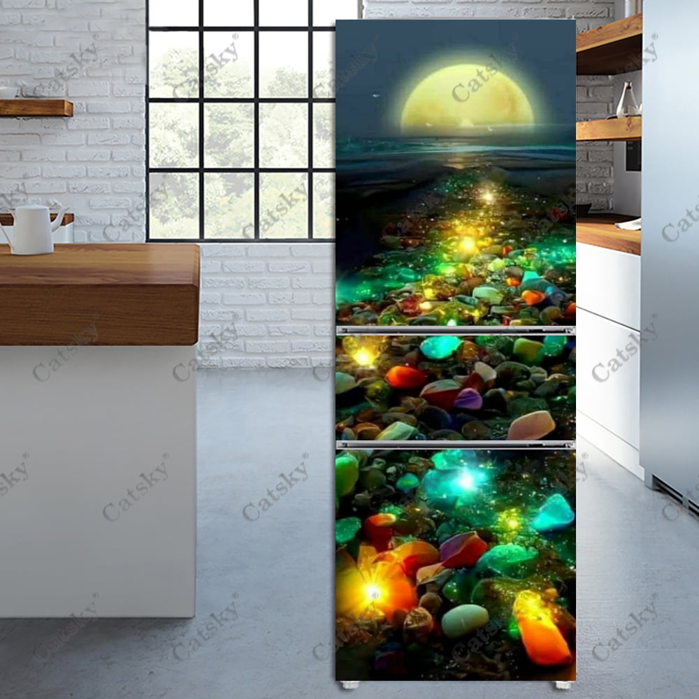stone color Fridge Stickers Fridge Door Sticker Stickers Floral Vinyl ...