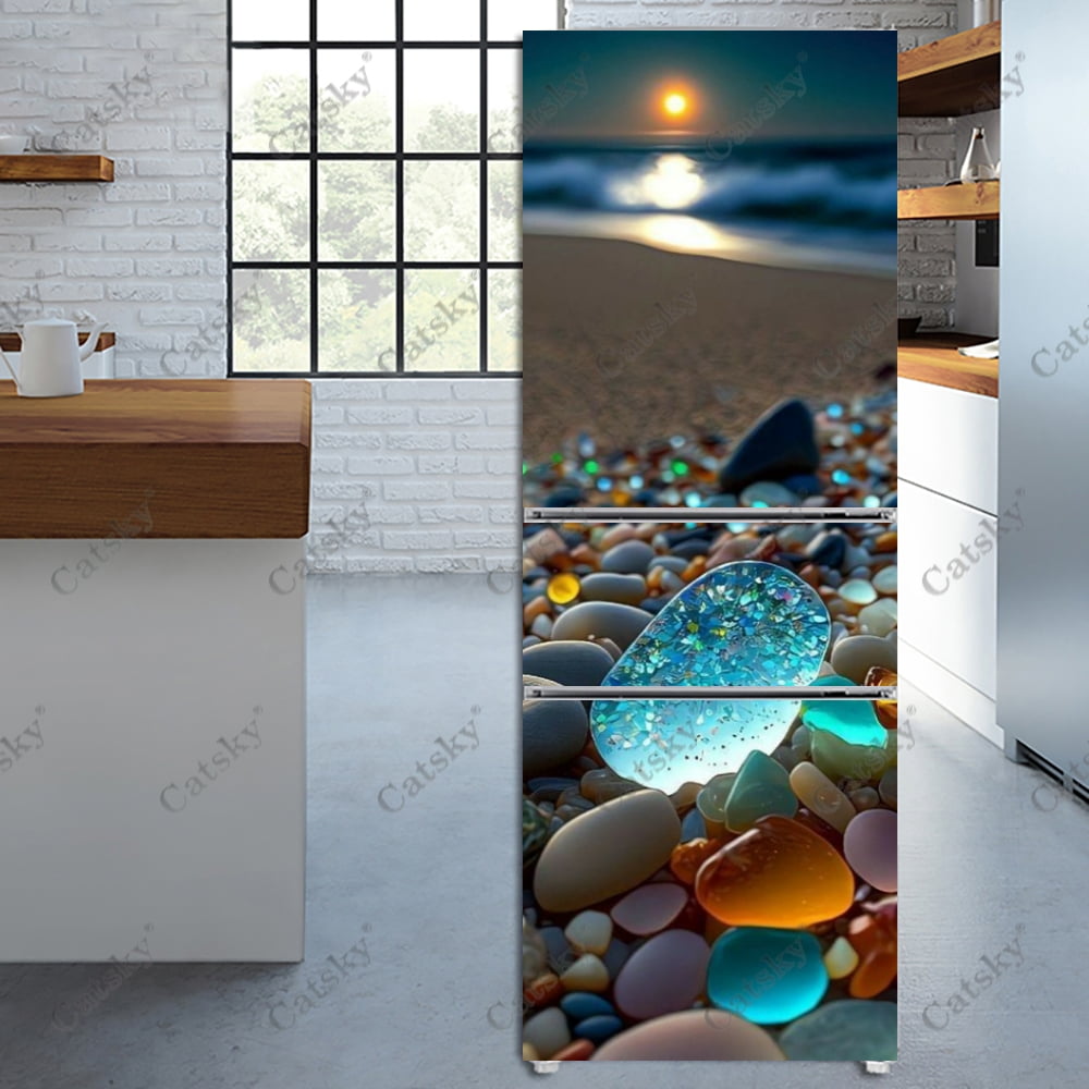 stone color Fridge Stickers Fridge Door Sticker Stickers Floral Vinyl ...