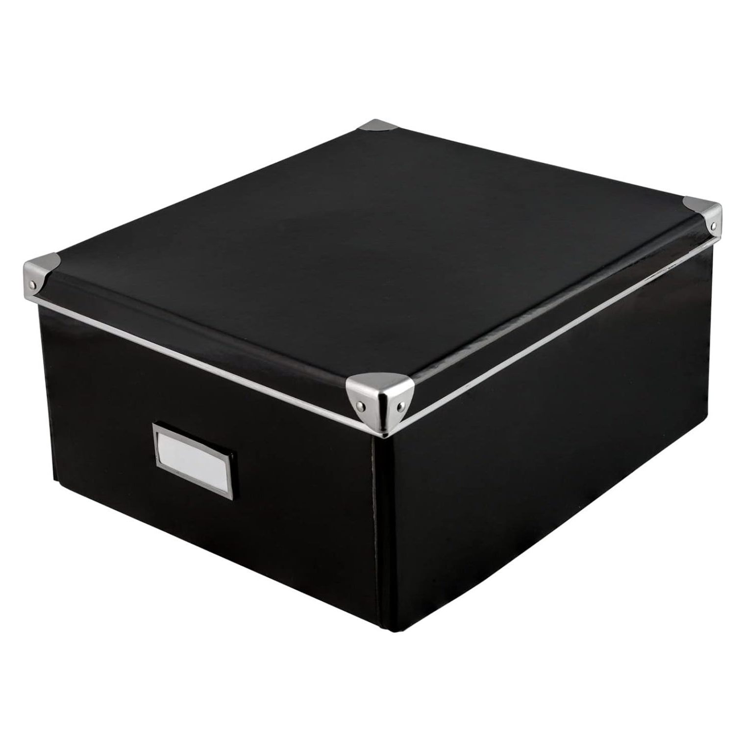 storage box made of solid cardboard, lid reinforced with metal ...
