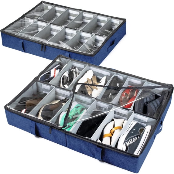 storageLAB Slim Under Bed Storage Containers Bins for Shoes, Adjustable ...
