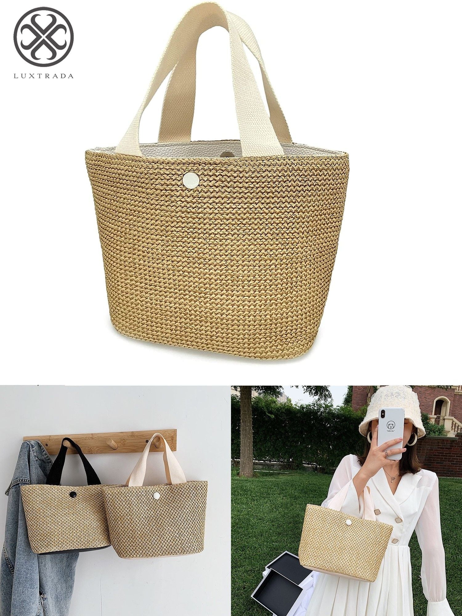 straw bags for women tote with handles boho beach tote bag straw purses ...