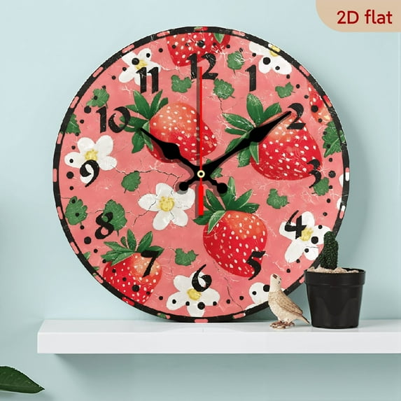 strawberry.1 pc wall clock.Accurate timing, frameless design, simple ...