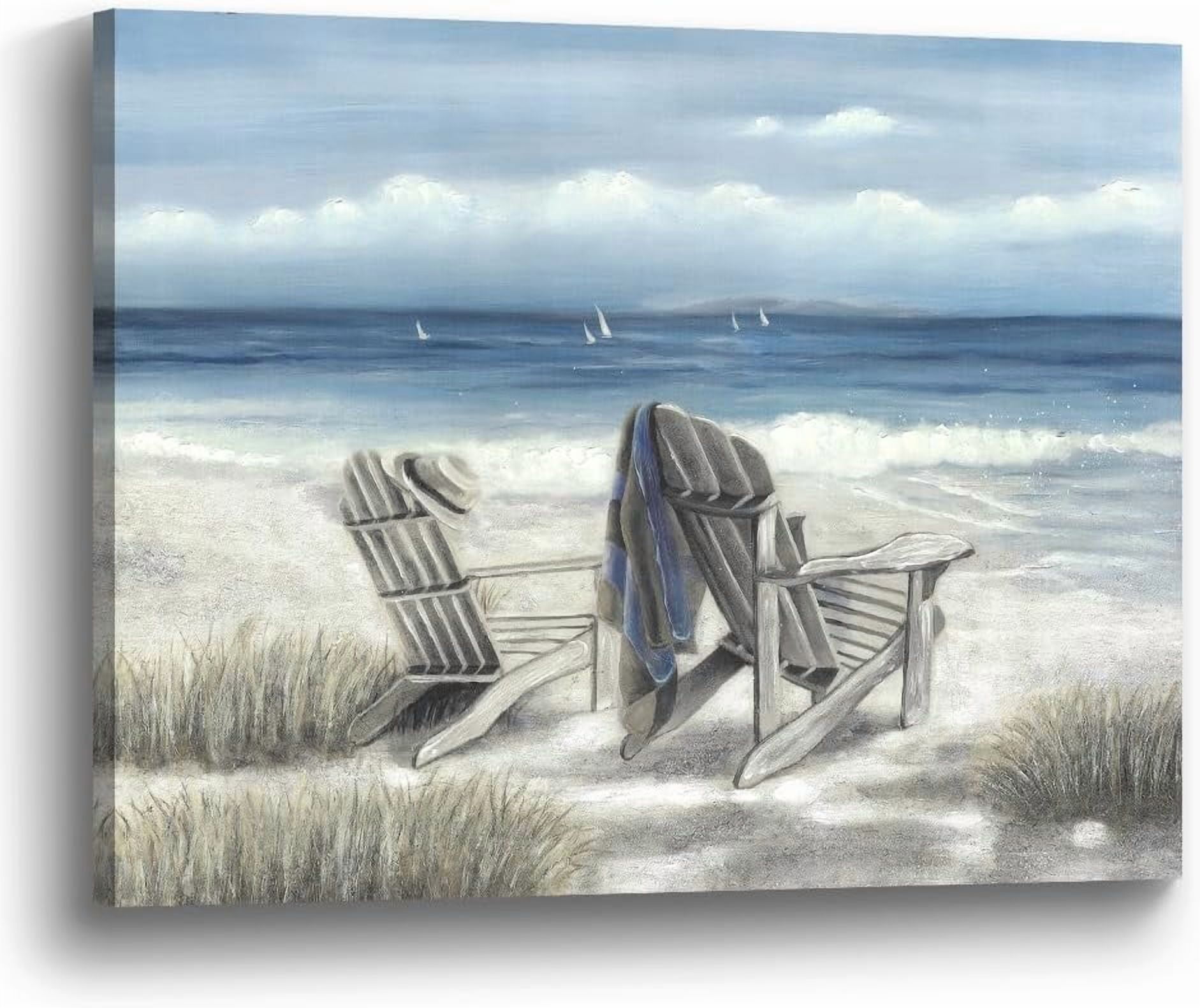 the stream design Coastal Canvas Wall Art Picture: Ocean Beach Chair ...