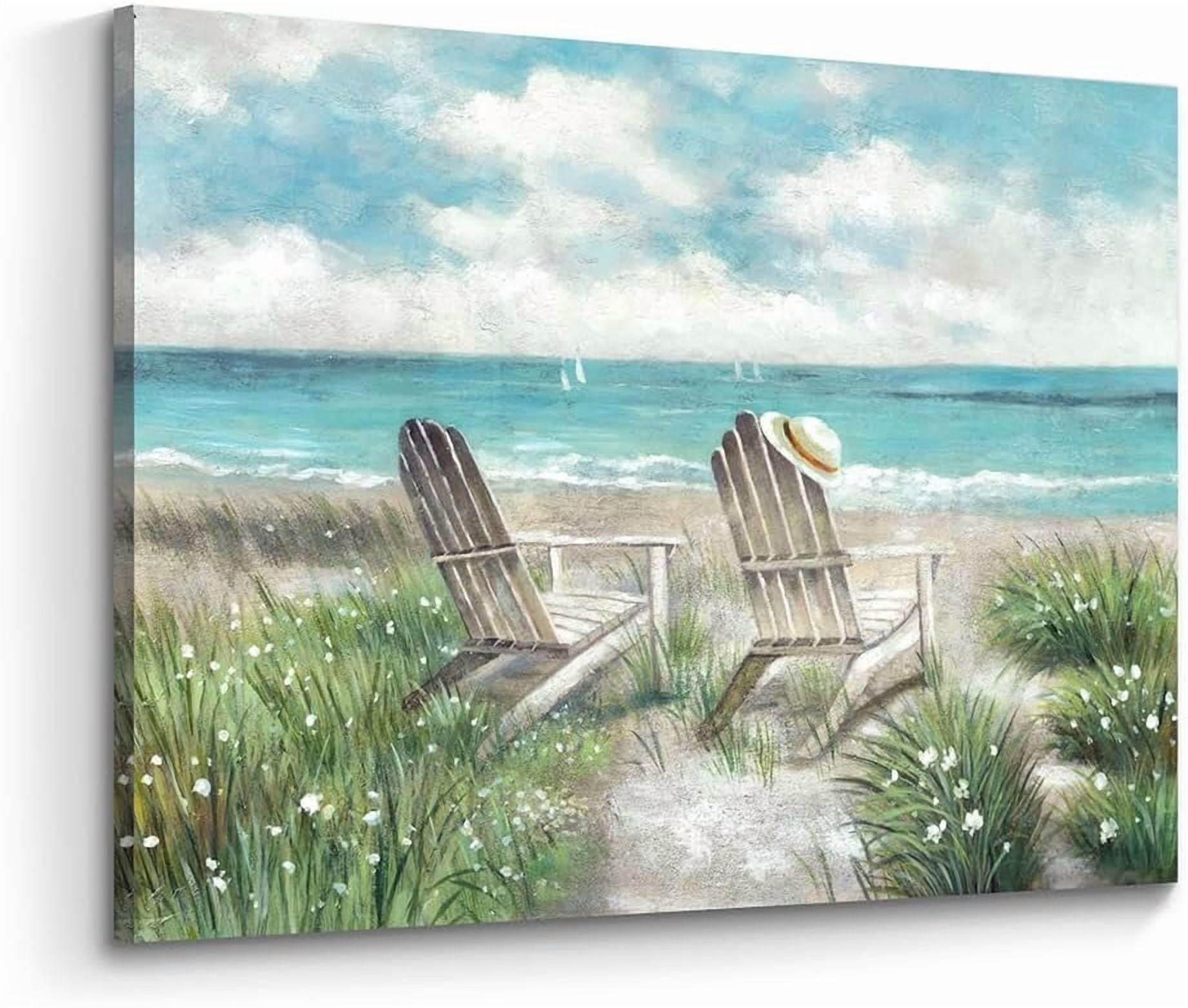 the stream design Coastal Canvas Wall Art Picture: Ocean Beach Chair ...
