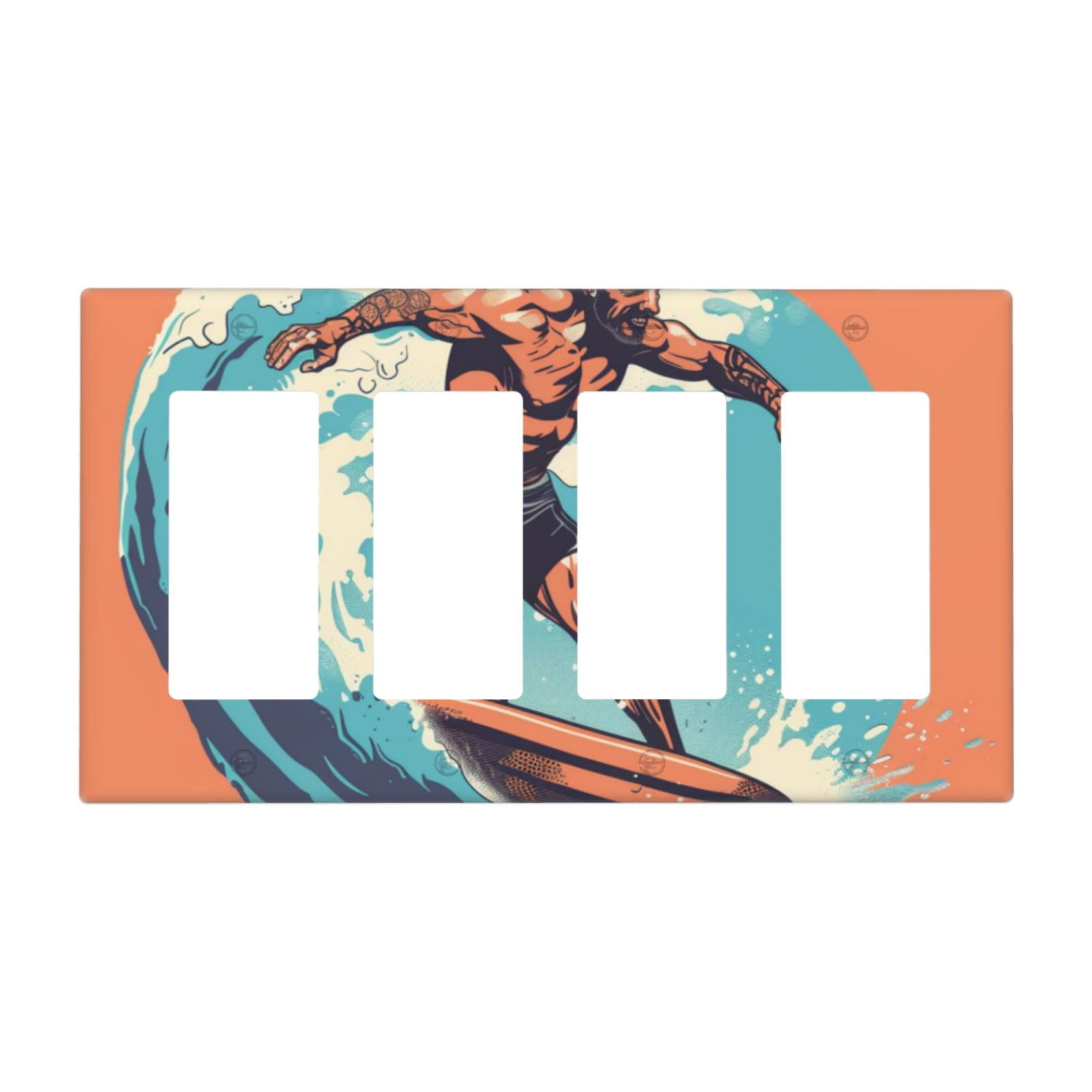 strong man surfing Switch Cover Decorative Wall Plate / 4-Gang 4-Decor ...