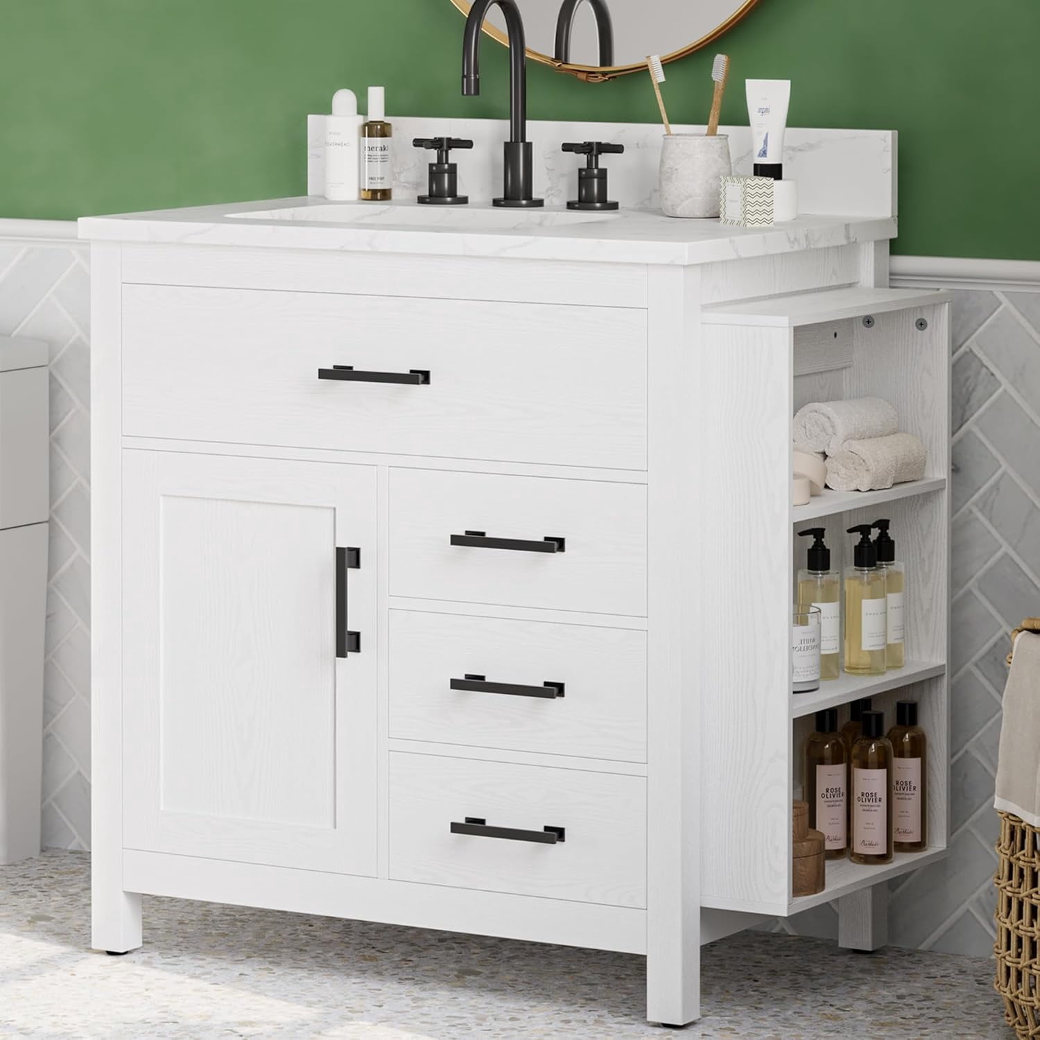 strong store Bathroom Vanity 30 Inches with Sink and 4 Drawers and 1 ...