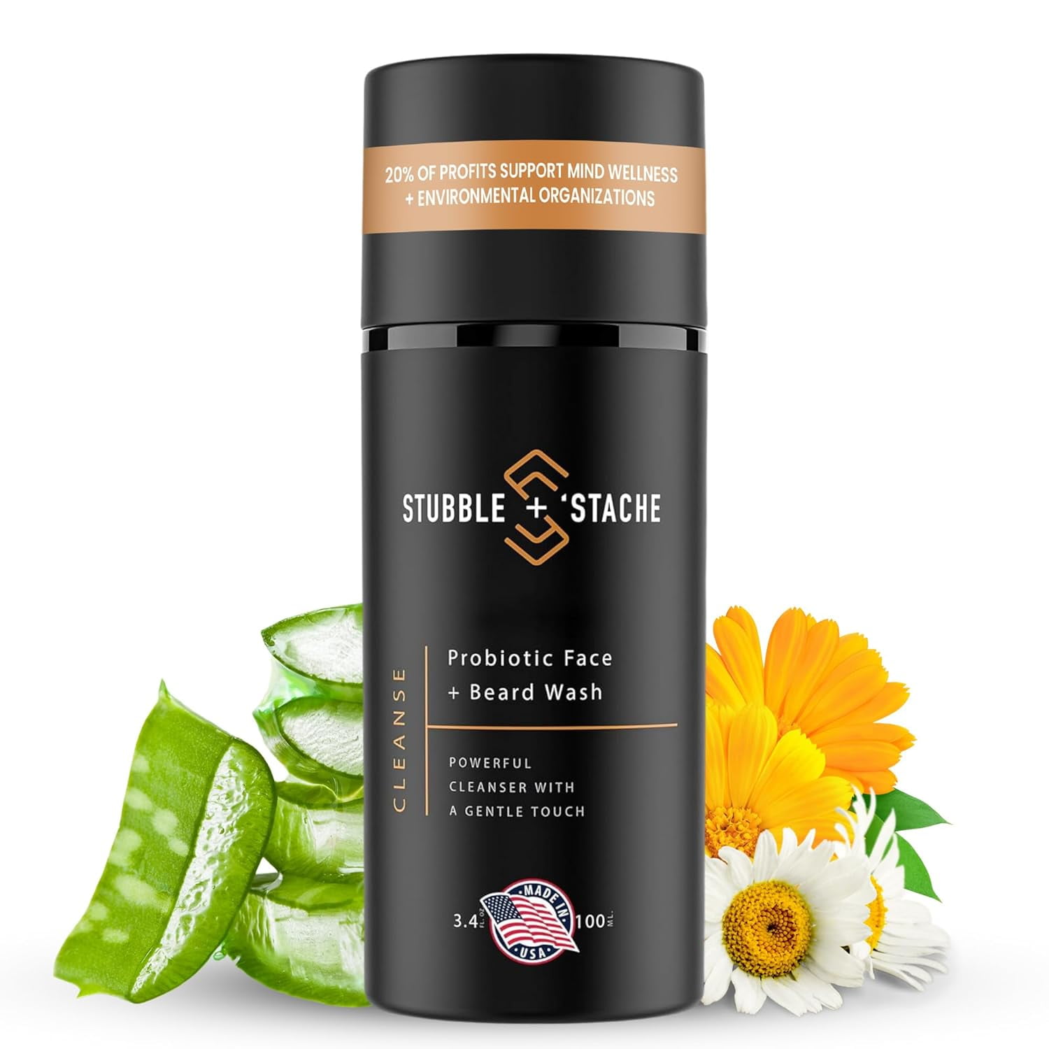 stubble & stache Mens Face Wash & Beard Wash - Daily Facial Cleanser ...