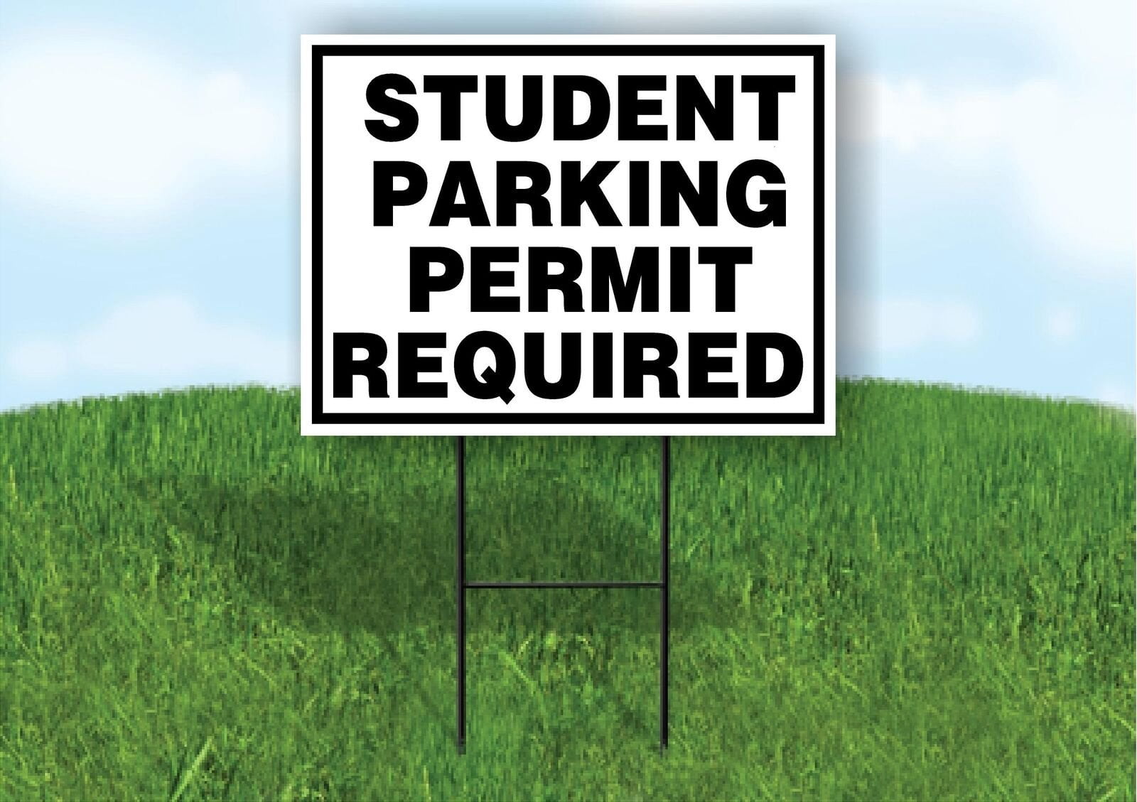 student parking permit require B&W 18 in x 24 in Yard Sign Road Sign ...