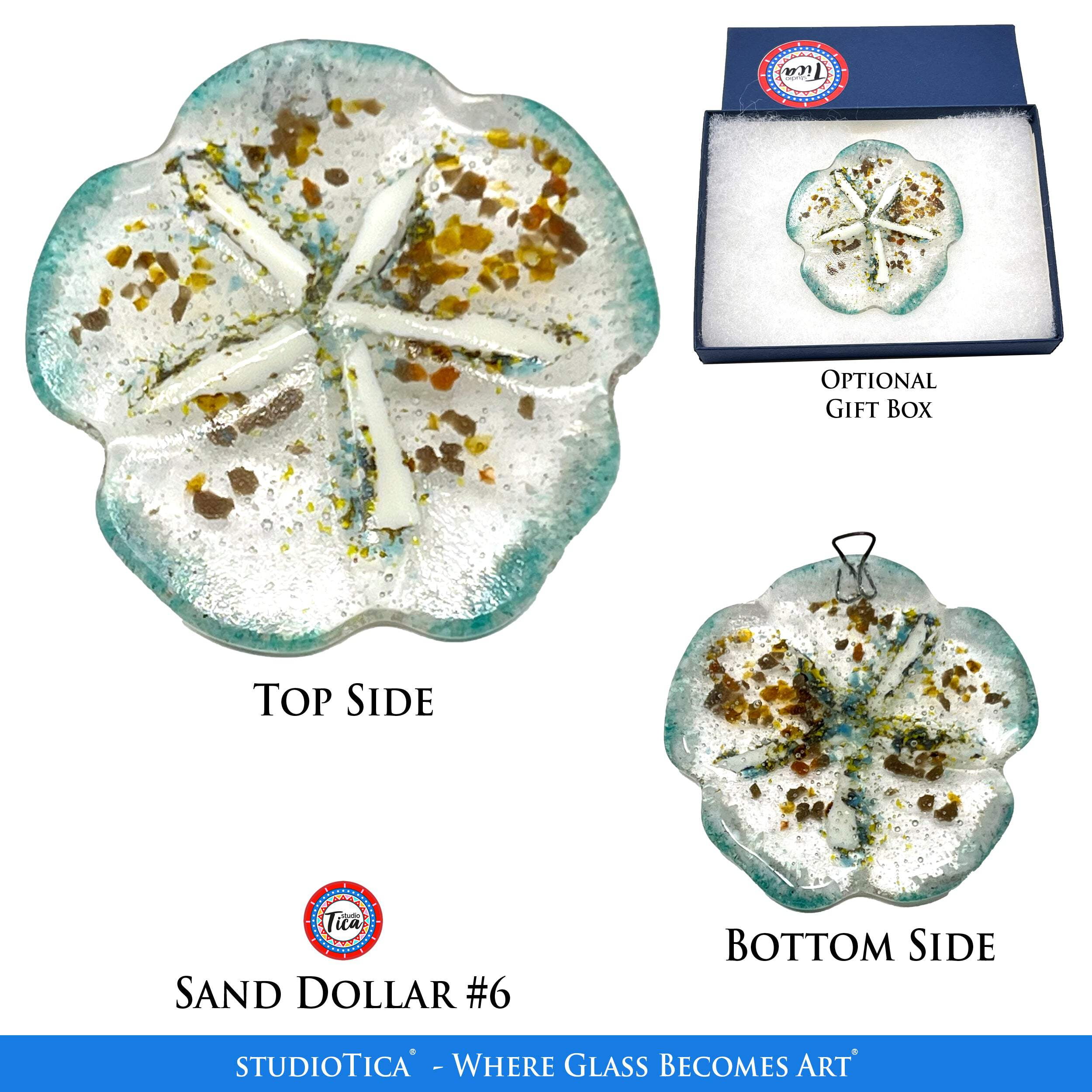 studioTica® Glass Sand Dollar - Suncatcher, Paperweight, Ornament, Home ...