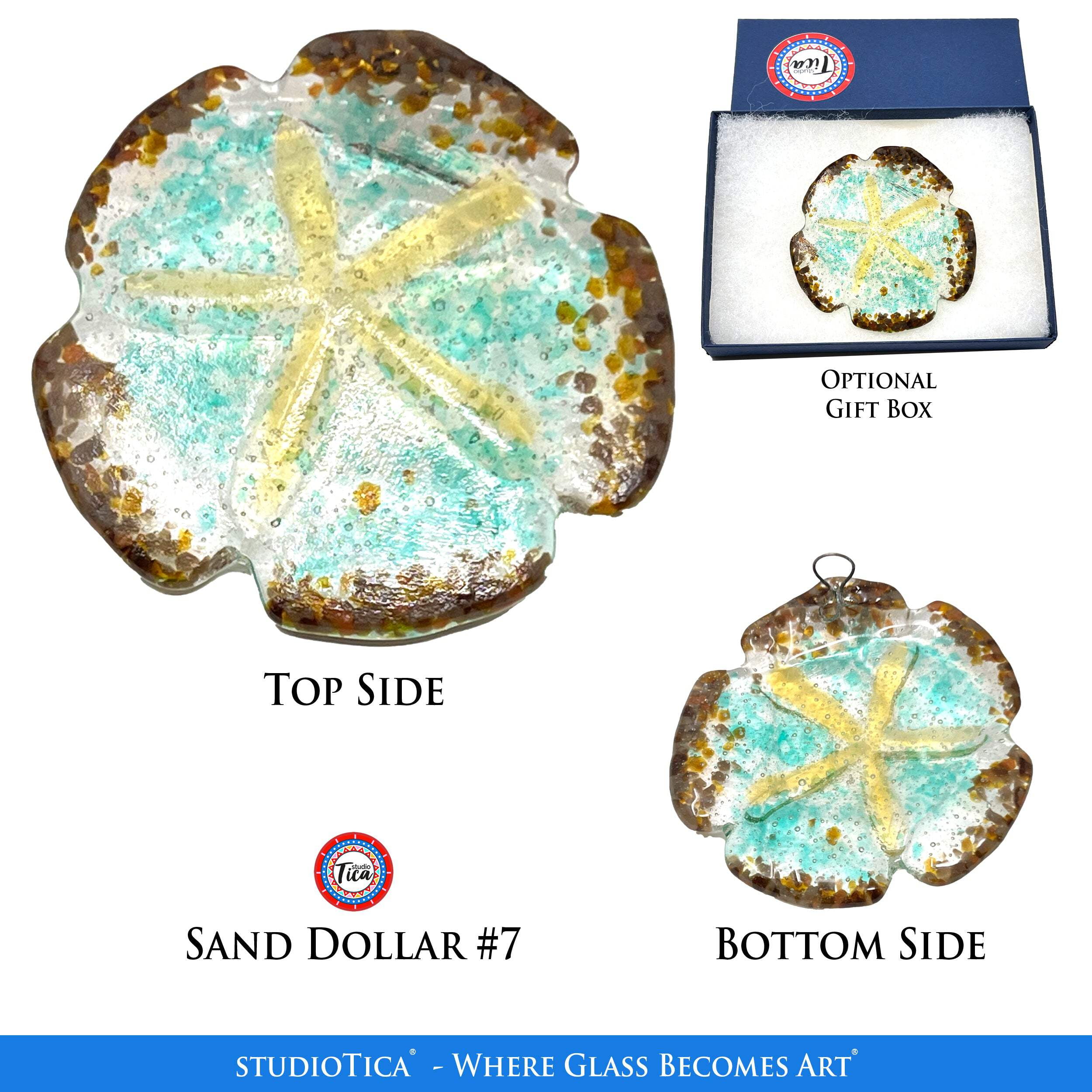 studioTica® Glass Sand Dollar - Suncatcher, Paperweight, Ornament, Home ...