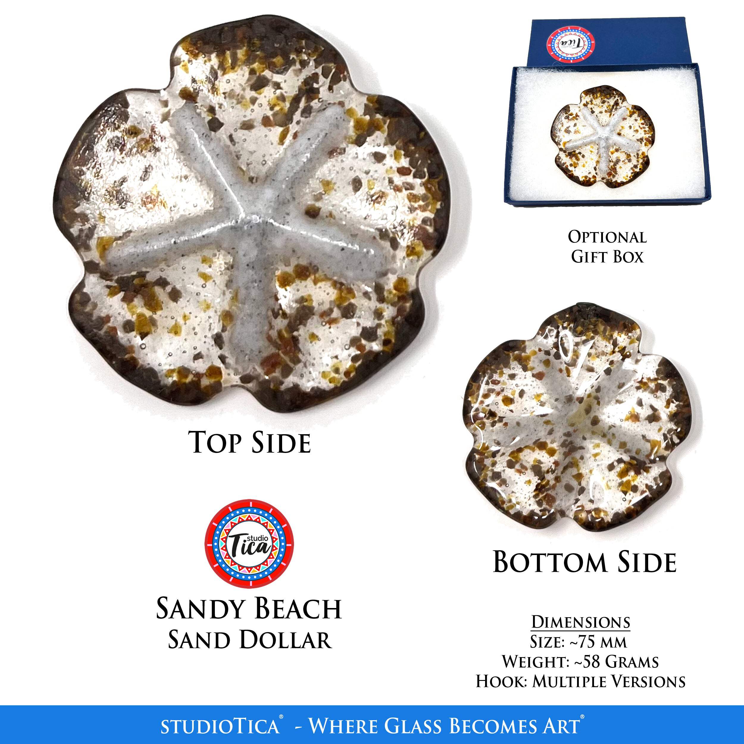 studioTica® Glass Sand Dollar - Suncatcher, Paperweight, Ornament, Home ...