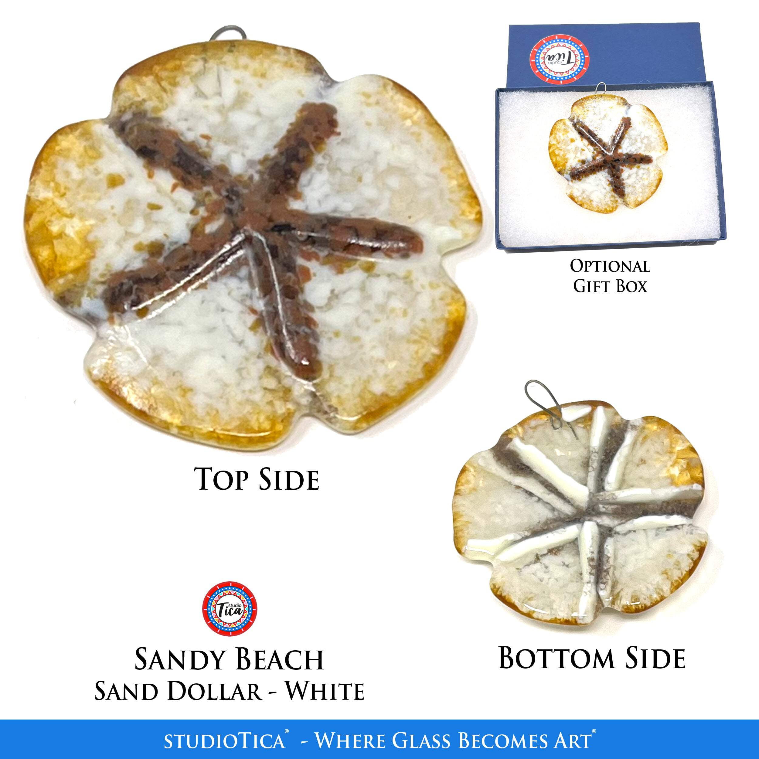 studioTica® Glass Sand Dollar - Suncatcher, Paperweight, Ornament, Home ...