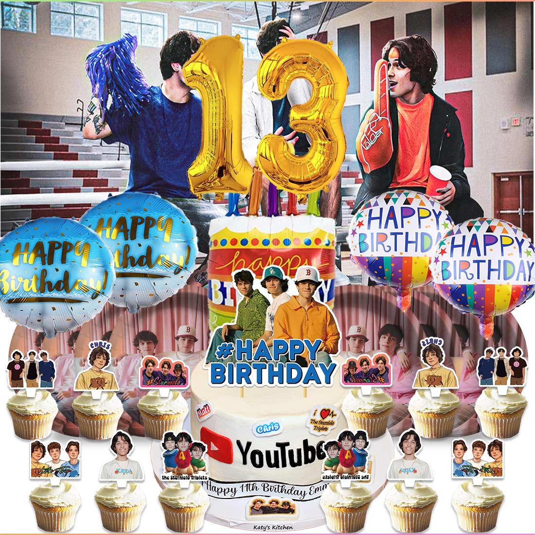 sturniolo triplets 13th Tableware Balloons Cake Toppers Backdrop Banner ...